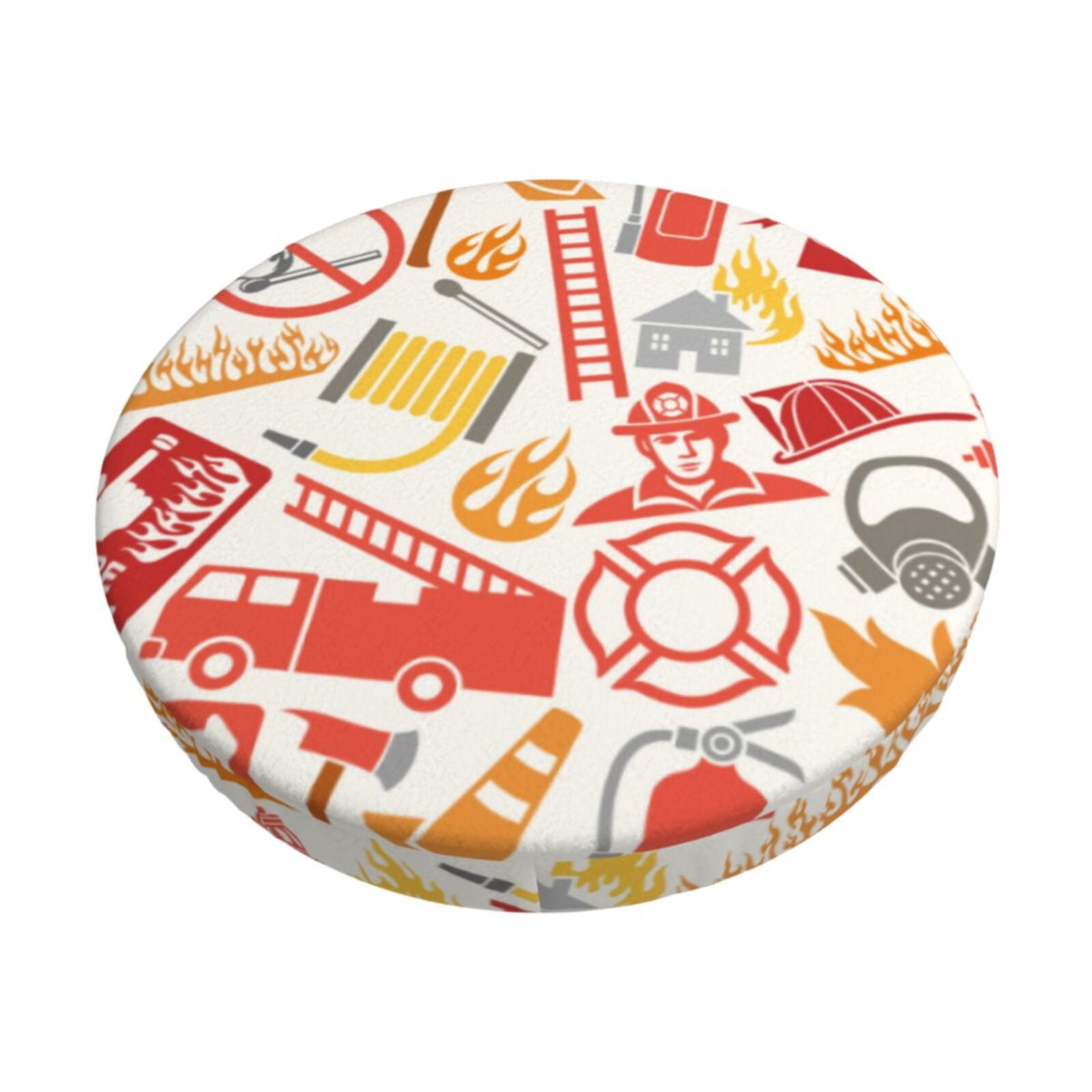 Fotbe Firefighter Icons Stool Covers Round,Waterproof Round Bar Stool ...