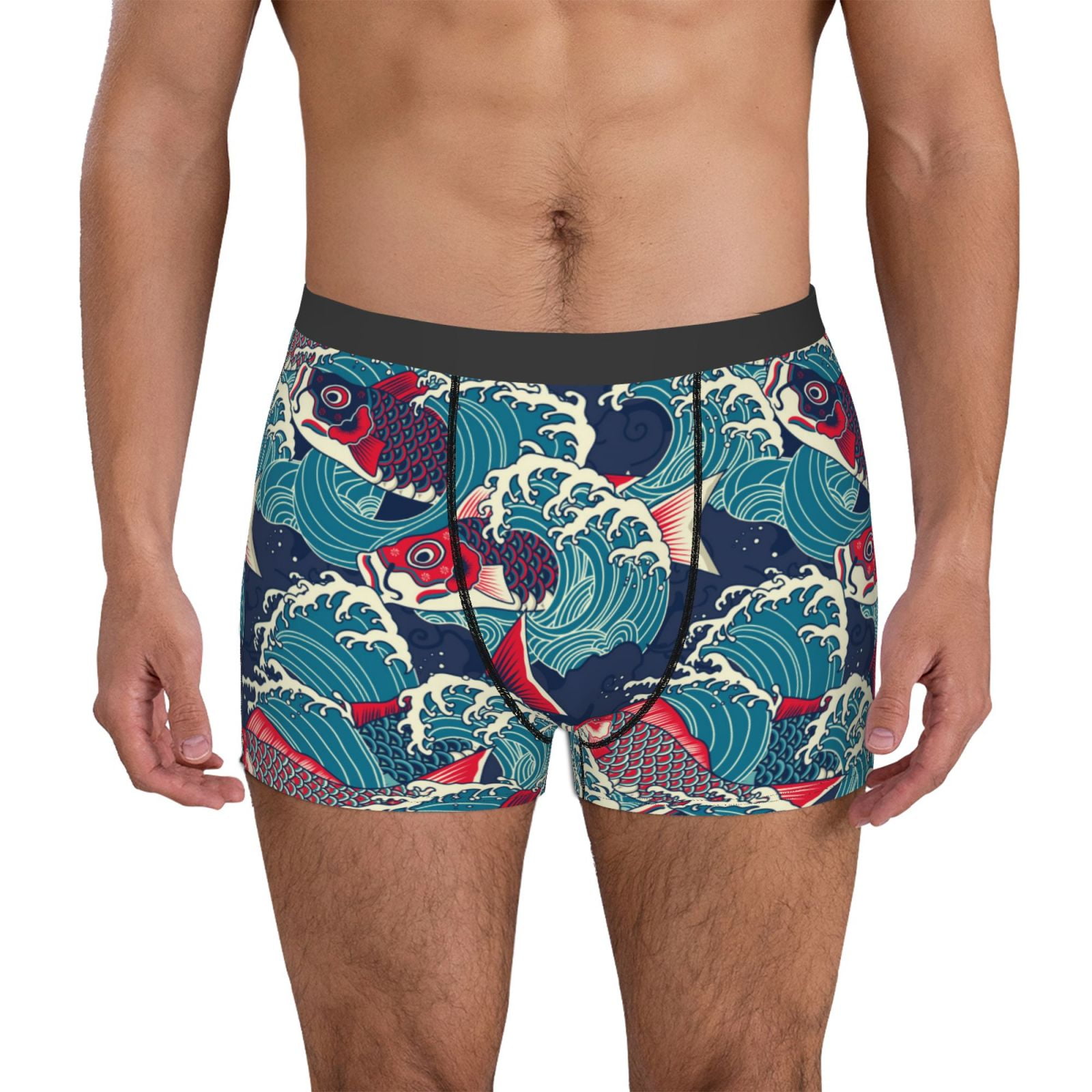 Fotbe Fish In The Wave Men’s Total Support Pouch Boxer Briefs, X-Temp ...