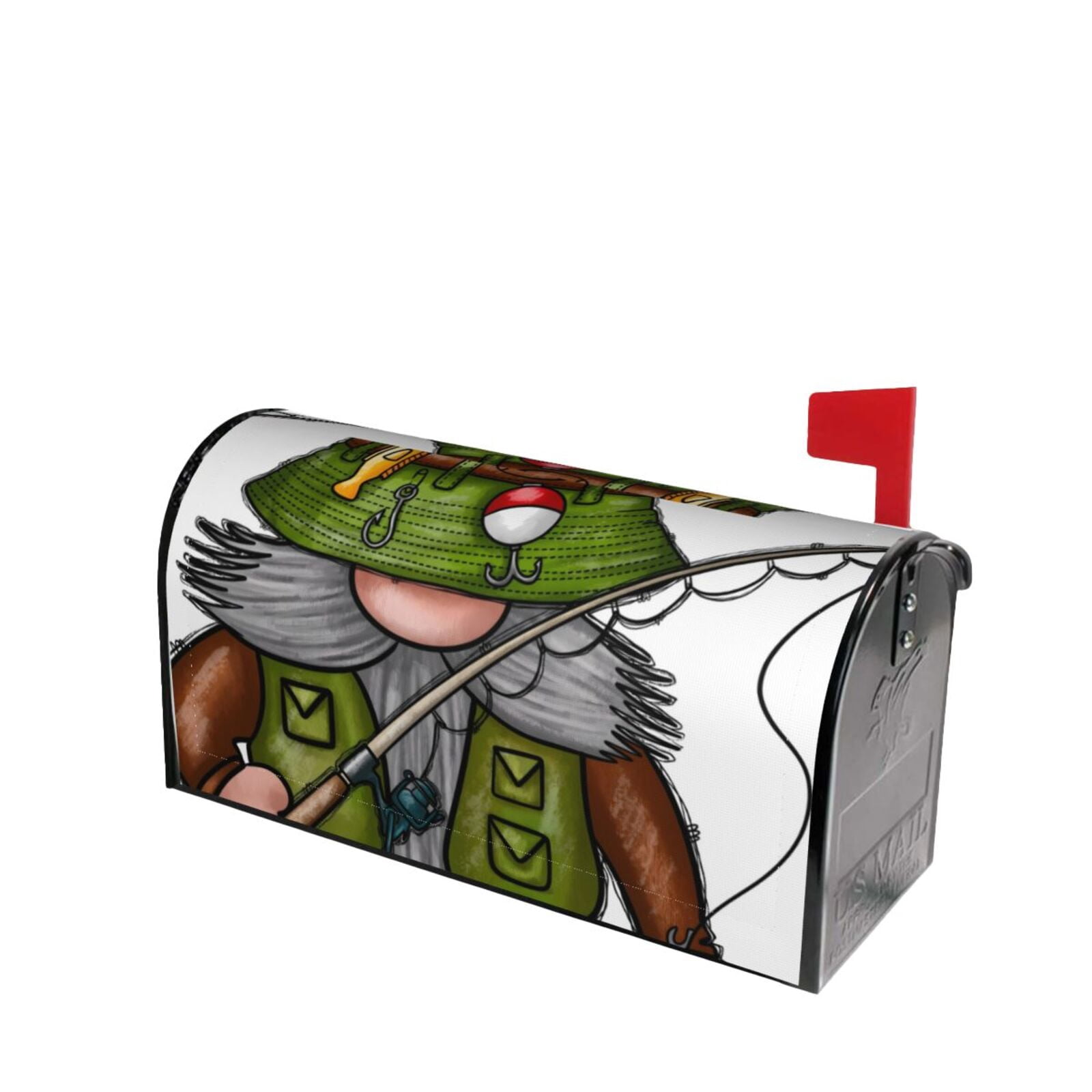 Fotbe Fishing Gnome Mailbox Covers Post Letter Box Cover Garden Decor ...