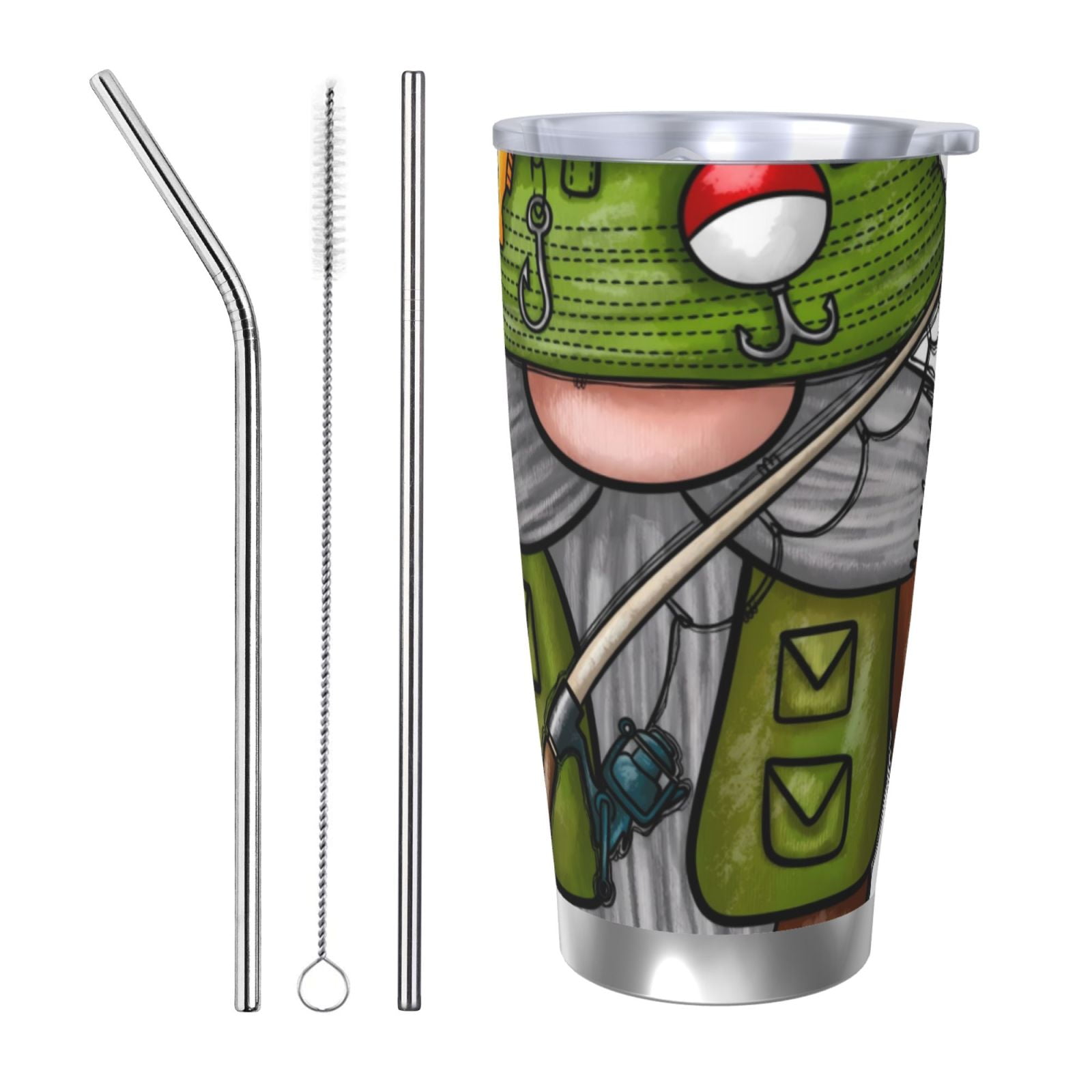 Fotbe Fishing Gnome Pattern 20 oz Tumbler Stainless Steel Vacuum ...