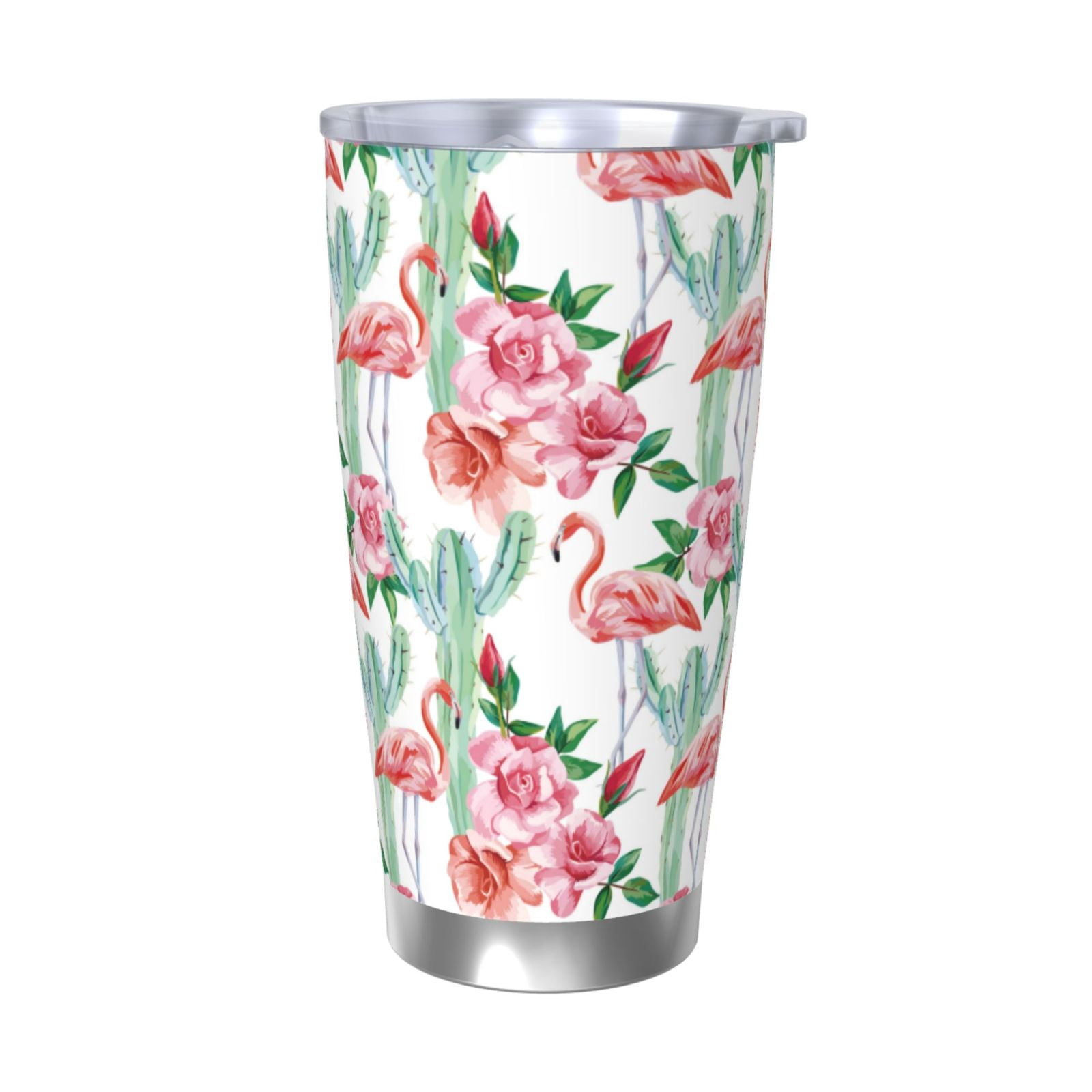 Fotbe Flamingo Flower Pattern 20 oz Tumbler Stainless Steel Vacuum ...