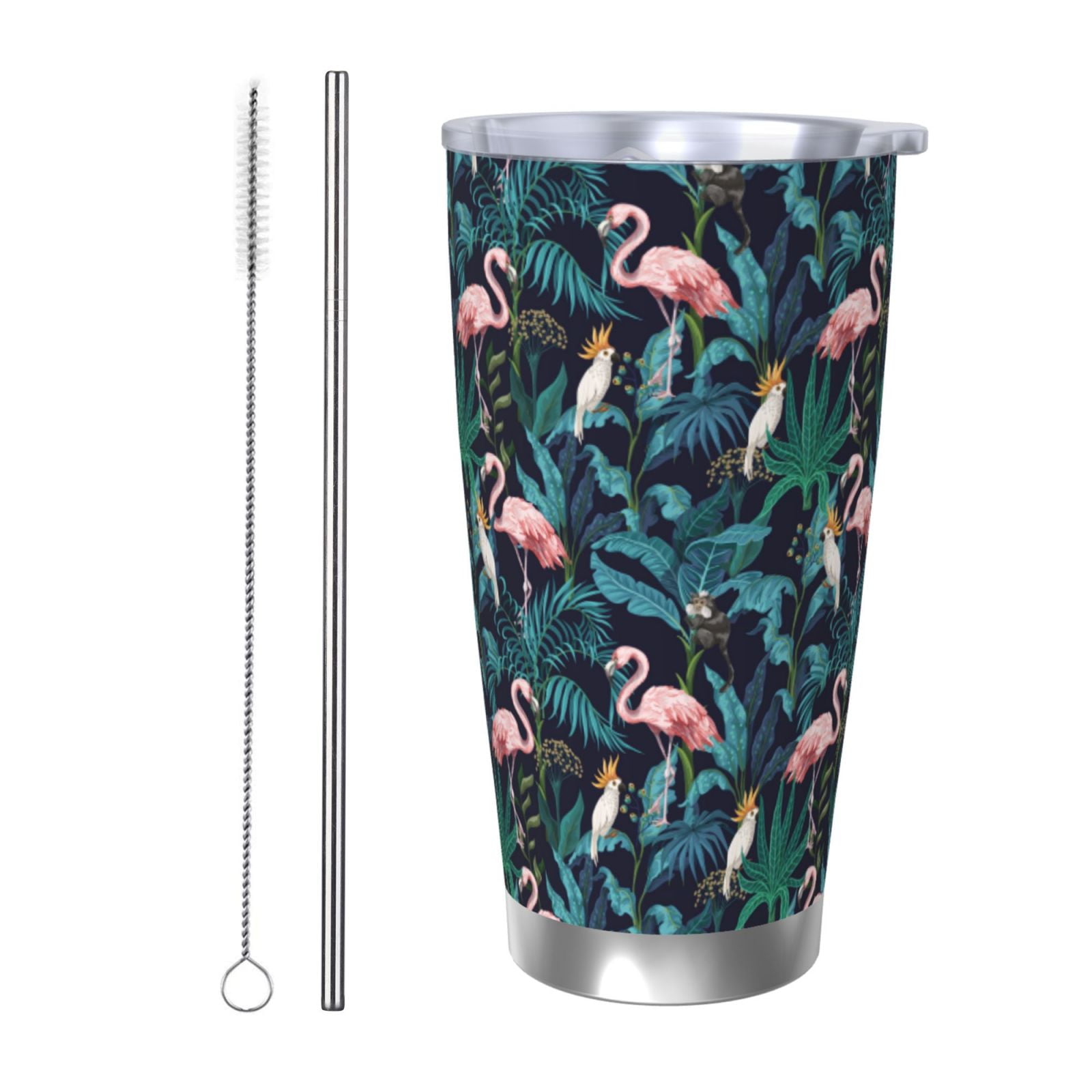 Fotbe Flamingos And Birds Pattern 20 oz Tumbler Stainless Steel Vacuum ...