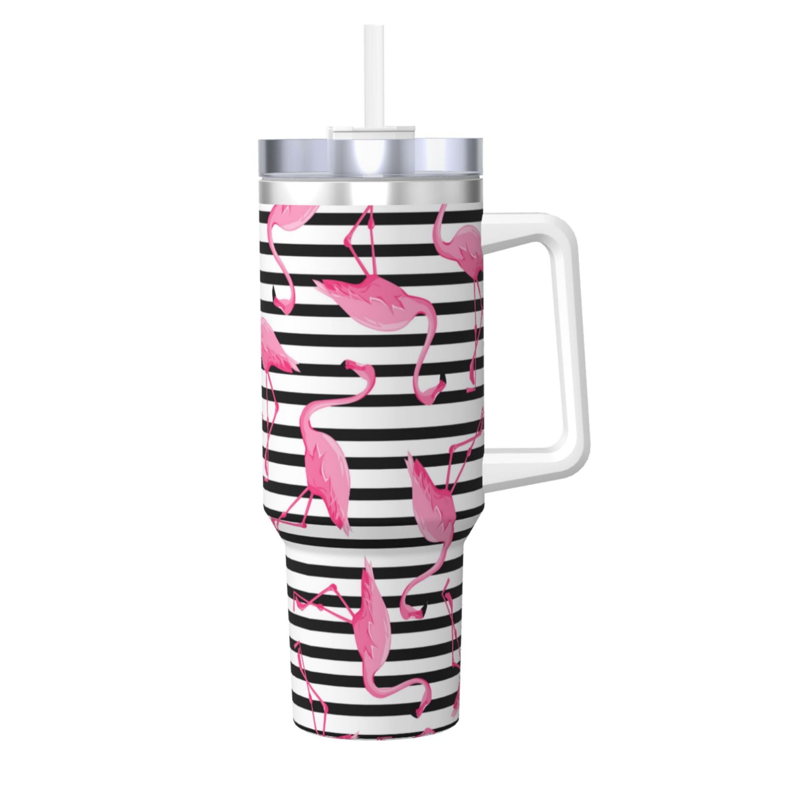 Fotbe Flamingos Pattern 40oz Ice Bully With Handle And Straw Stainless ...