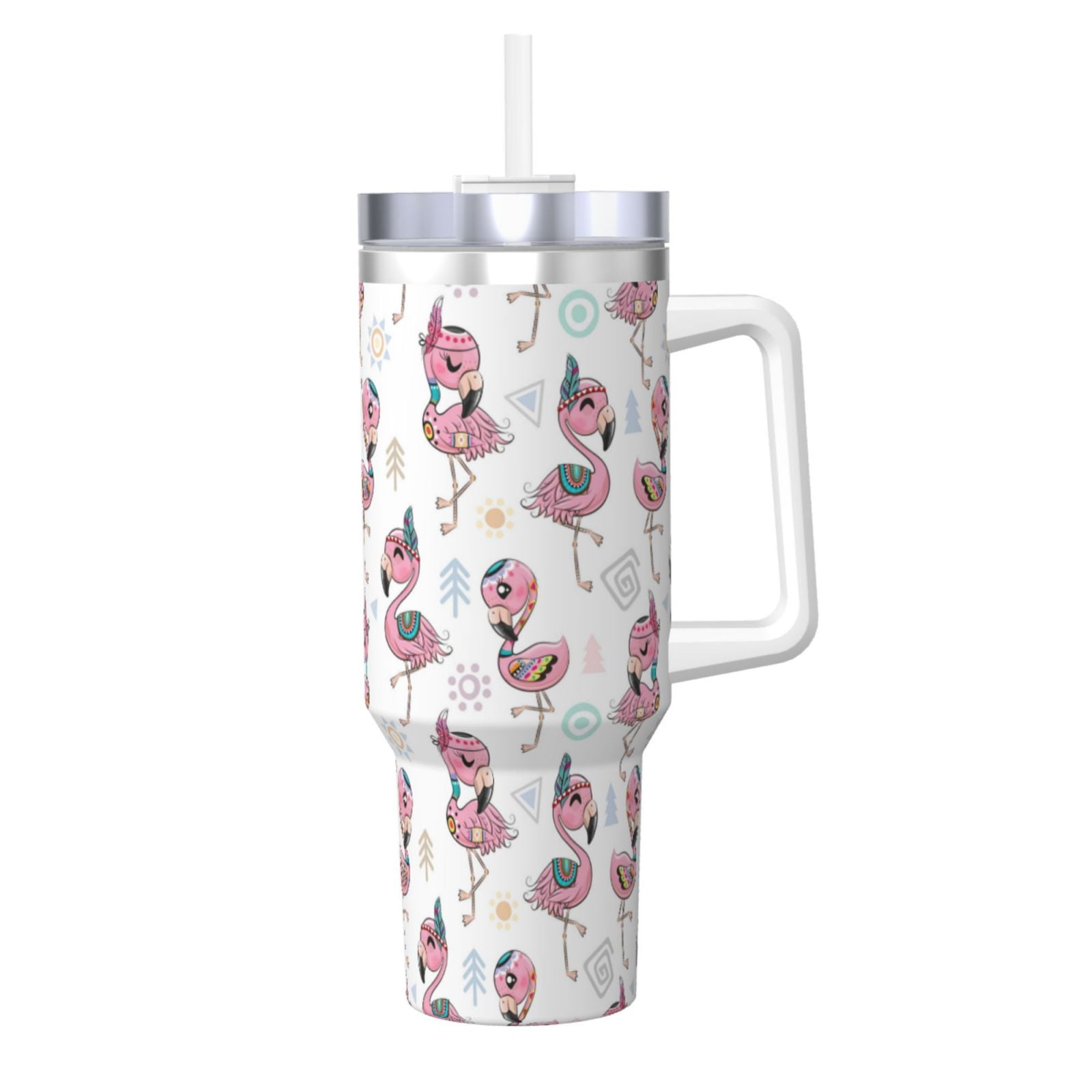 Fotbe Flamingos Tribal Pattern 40oz Ice Bully With Handle And Straw ...
