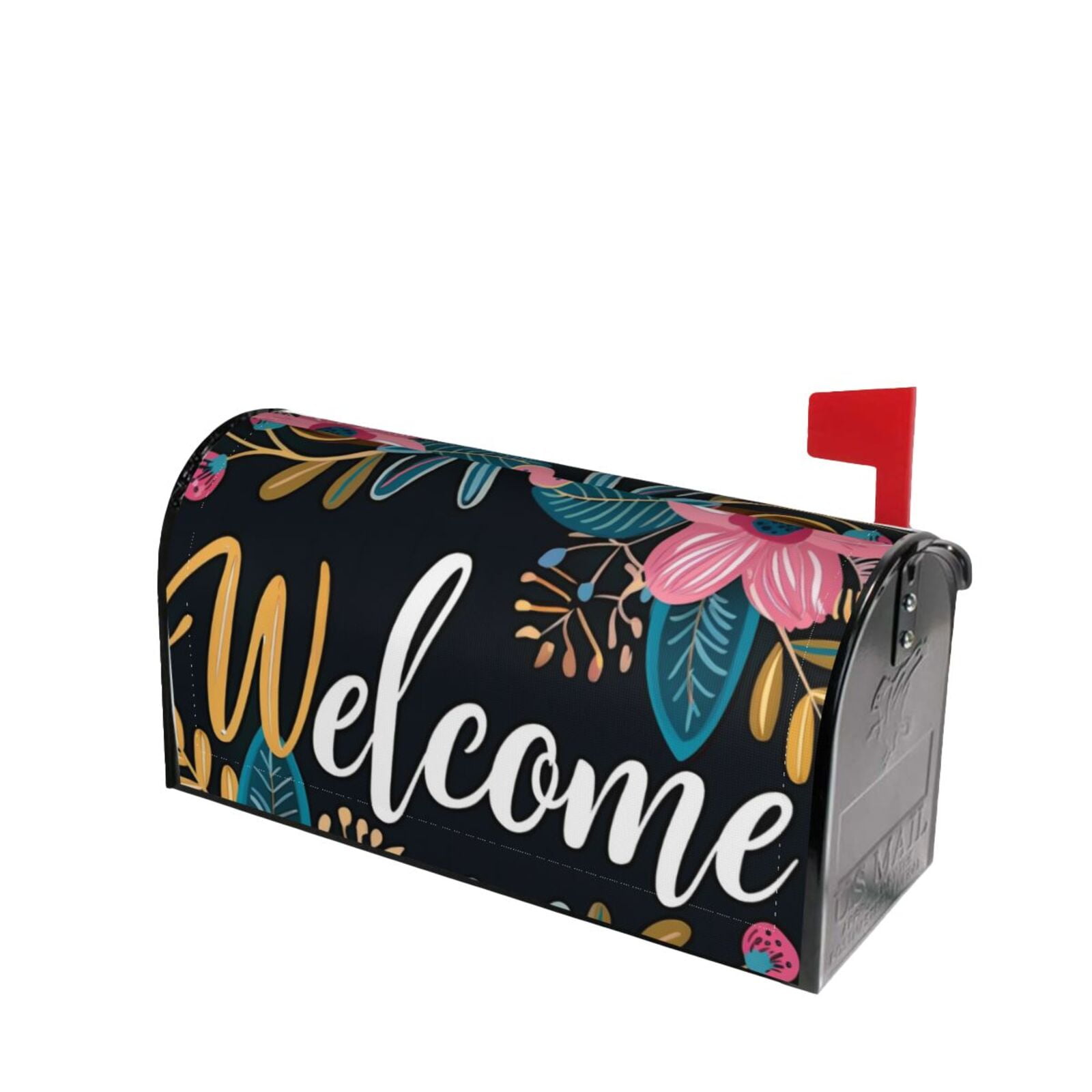 Fotbe Floral Welcome Sign Mailbox Covers Post Letter Box Cover Garden ...