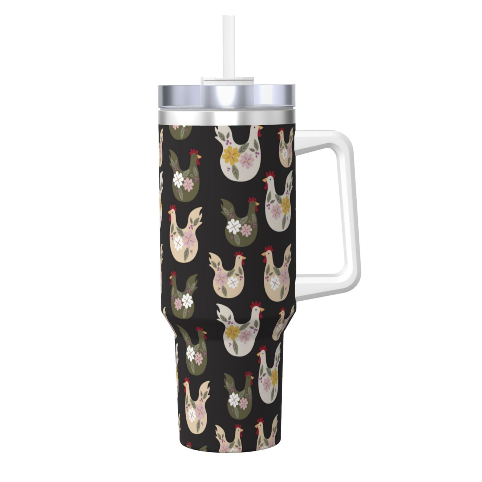 Fotbe Flowe Rooster Pattern 40oz Ice Bully With Handle And Straw ...