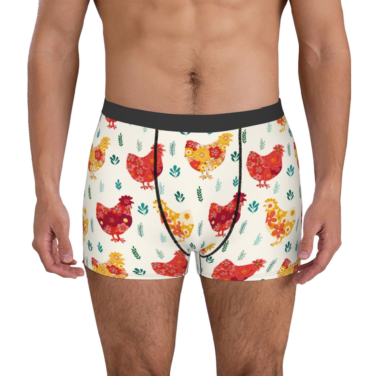 Fotbe Flower Chicken Men’s Total Support Pouch Boxer Briefs, X-Temp Cooling, Moisture-Wicking ...
