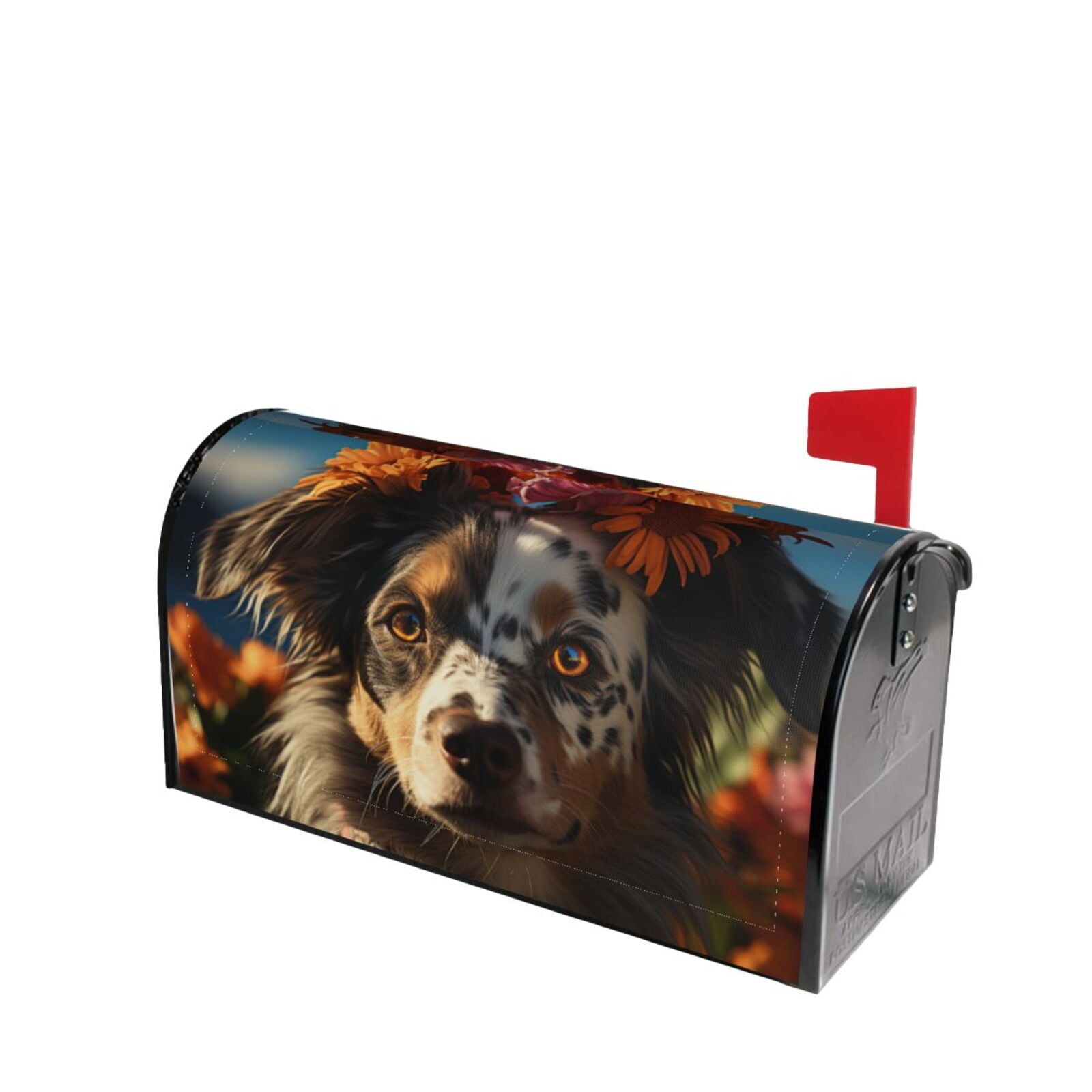 Fotbe Flower Crown Dog Mailbox Covers Post Letter Box Cover Garden ...