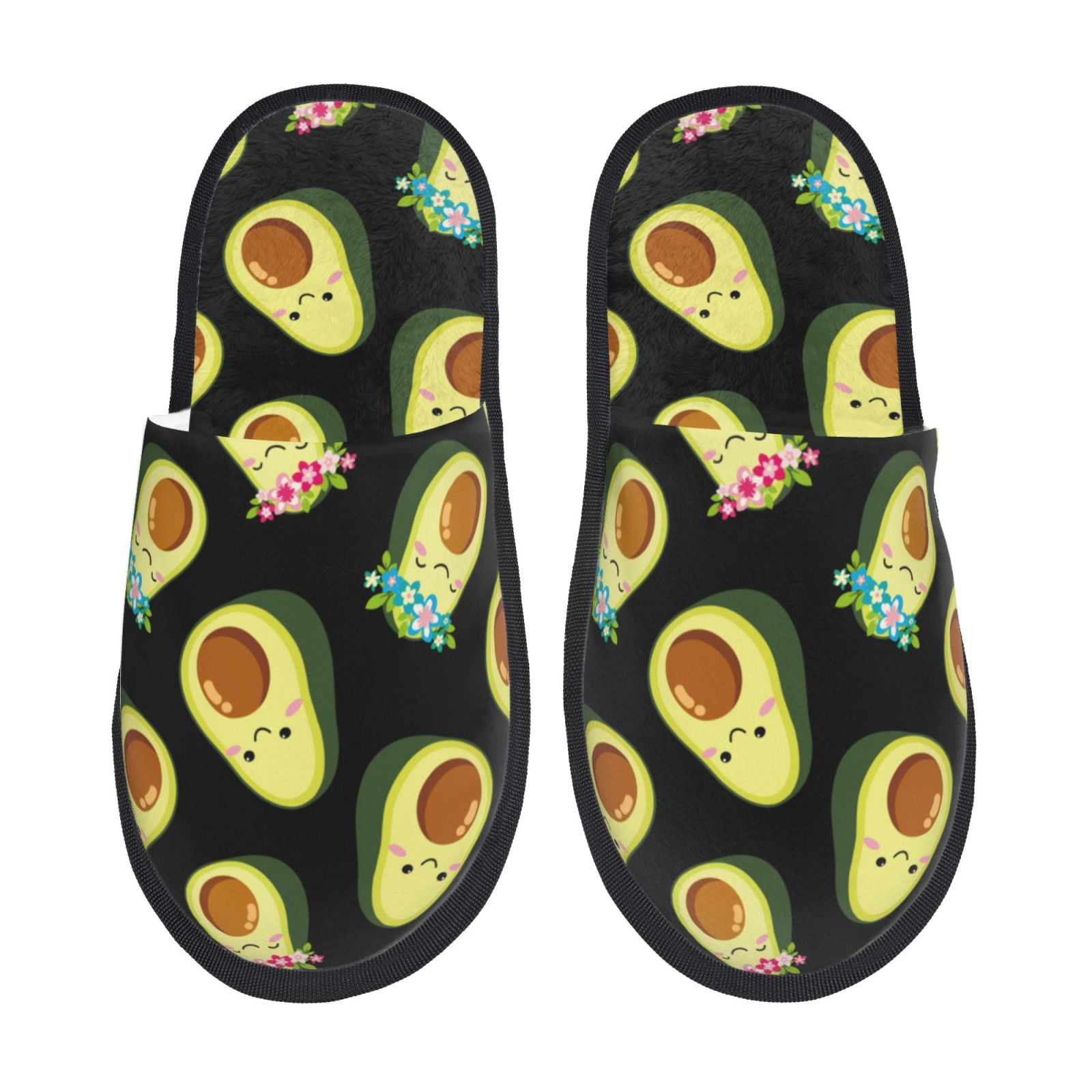 Fotbe Flowers Avocado Pattern Women's Fuzzy Slippers Plush Slippers ...