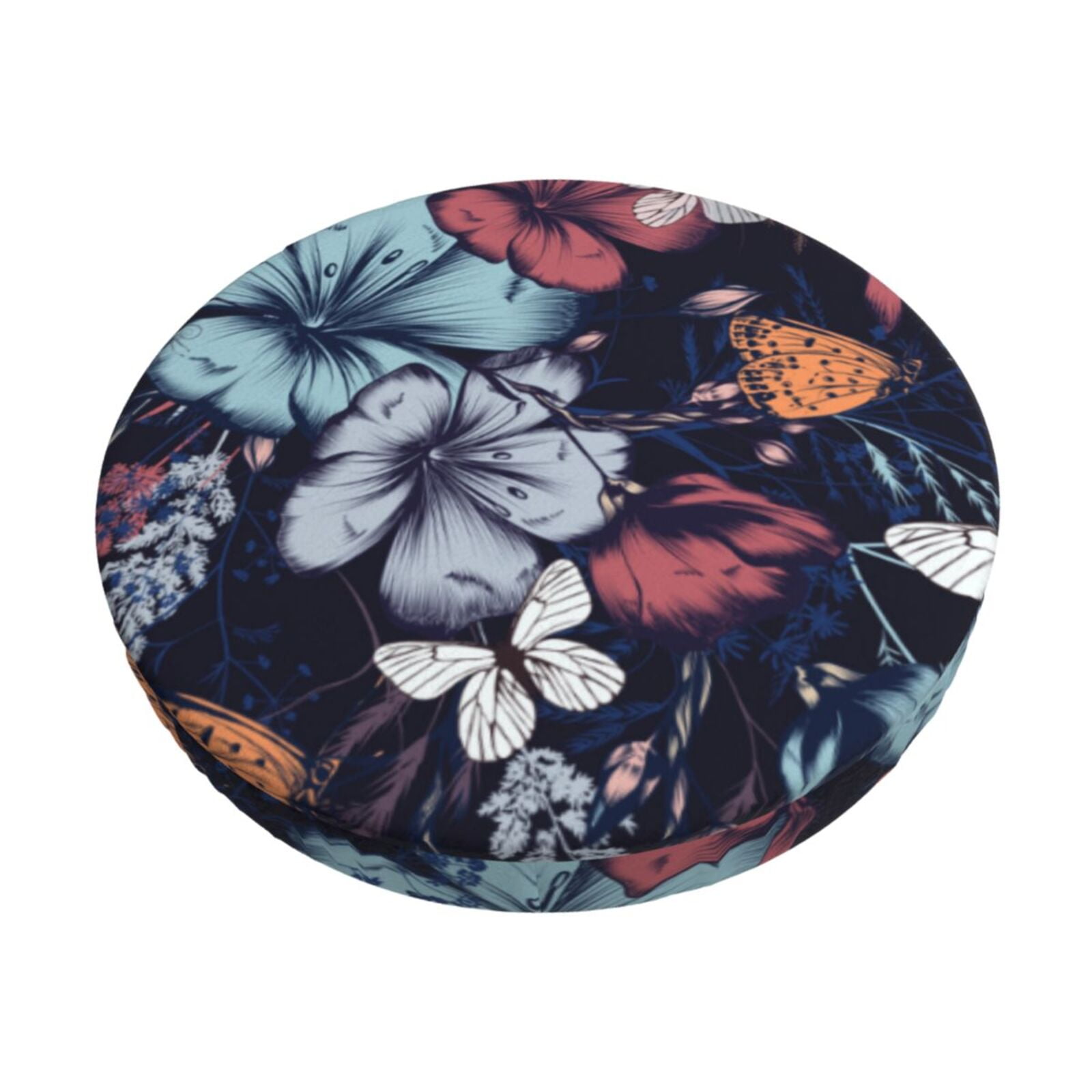 Fotbe Flowers ad Butterflies Stool Covers Round,Waterproof Round Bar ...