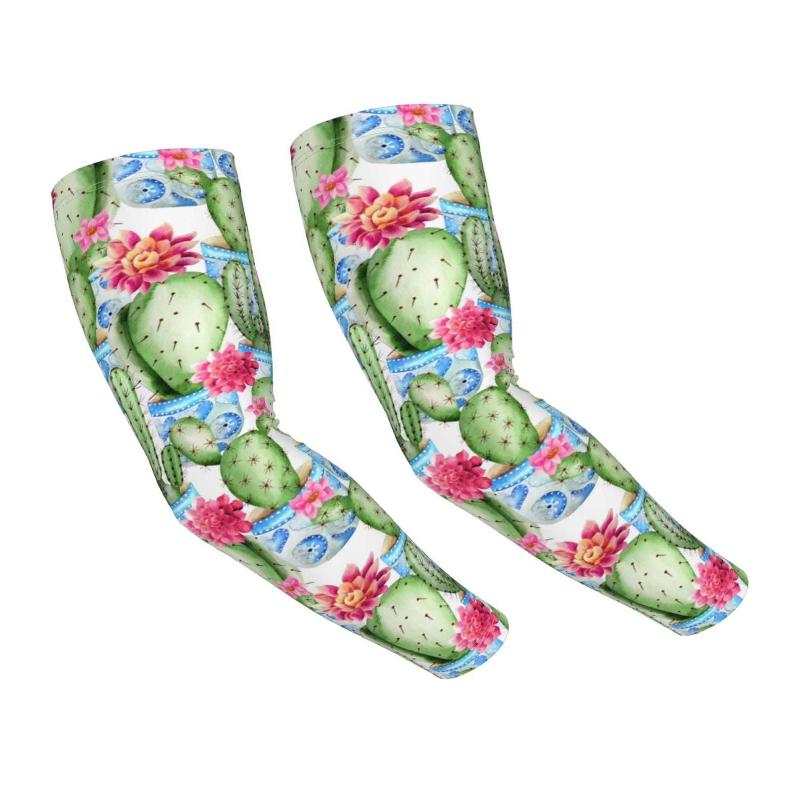 Fotbe Flowers and Cactus UV Sun Protection Arm Sleeves - Tattoo Cover ...