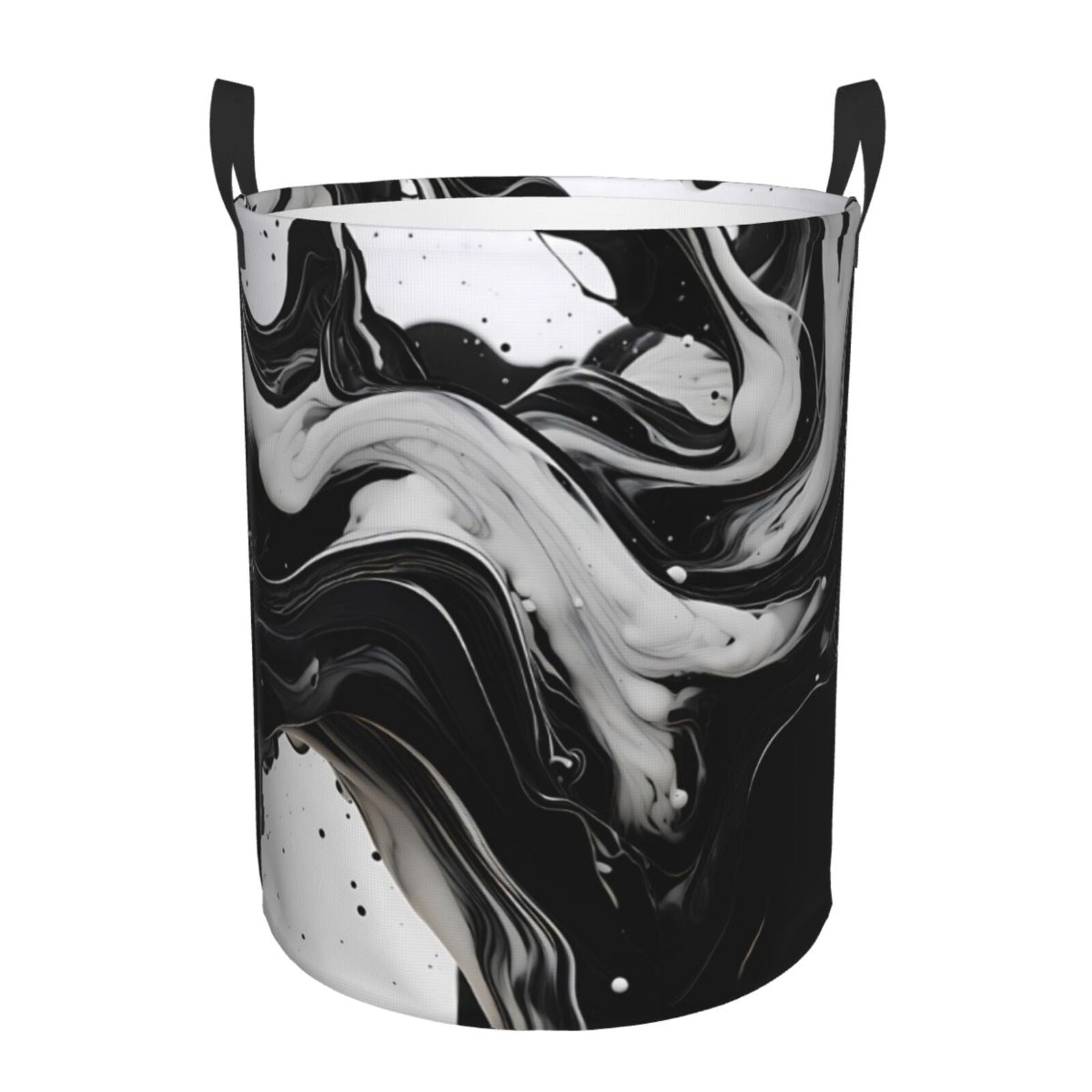Fotbe Fluid Black White Paint Swirls Pattern Laundry Basket with ...