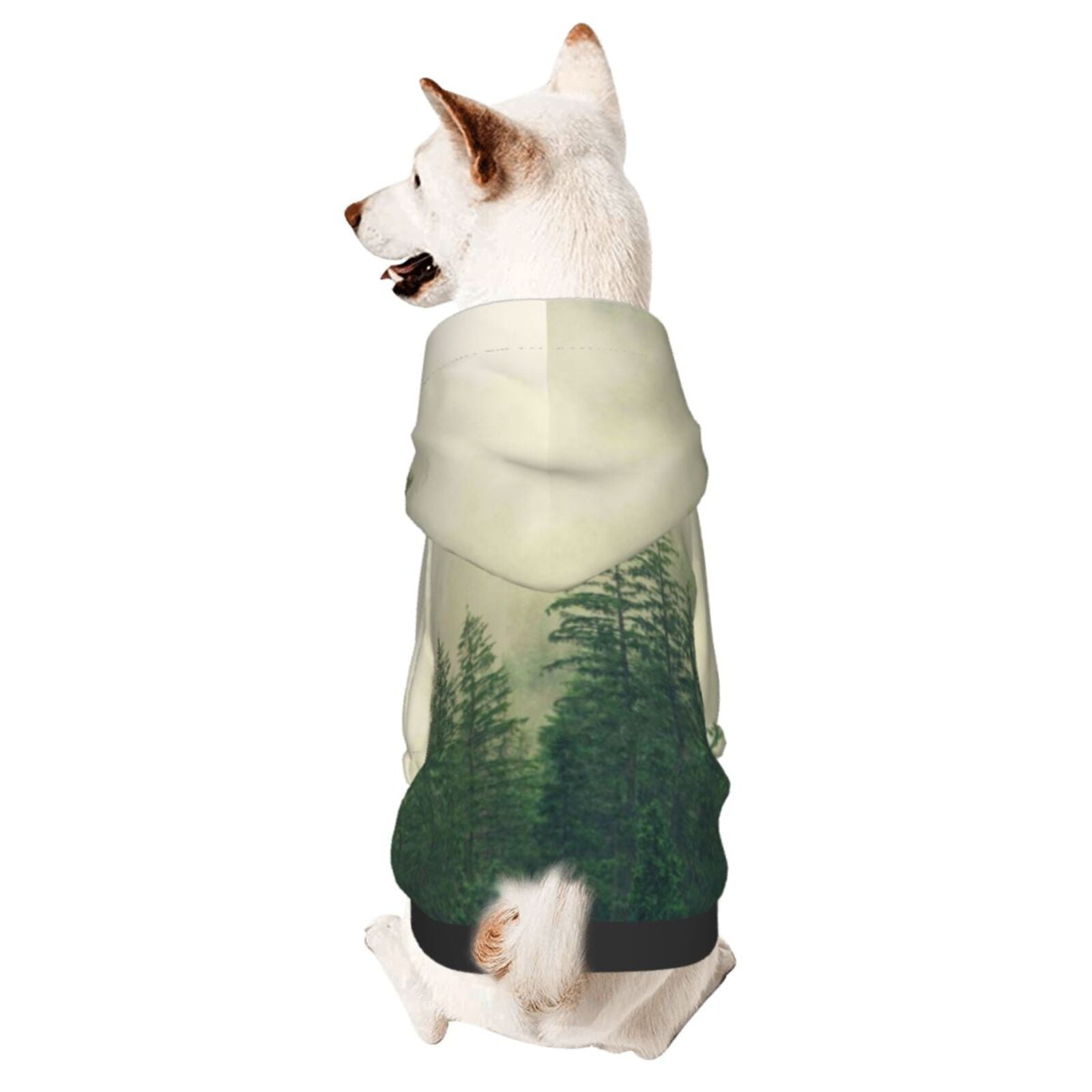 Fotbe Fog Forest Print Small Dog Sweater Hoodies Pet Grey Hooded Soft ...