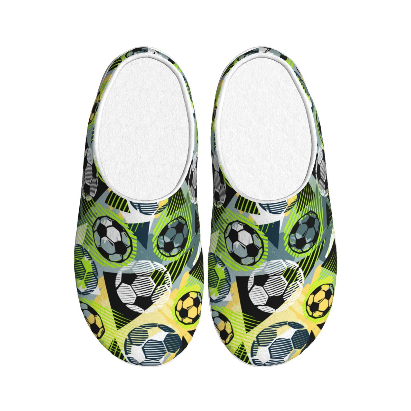 Fotbe Football Doodle Pattern Women's Fuzzy Curly Fur Memory Foam ...