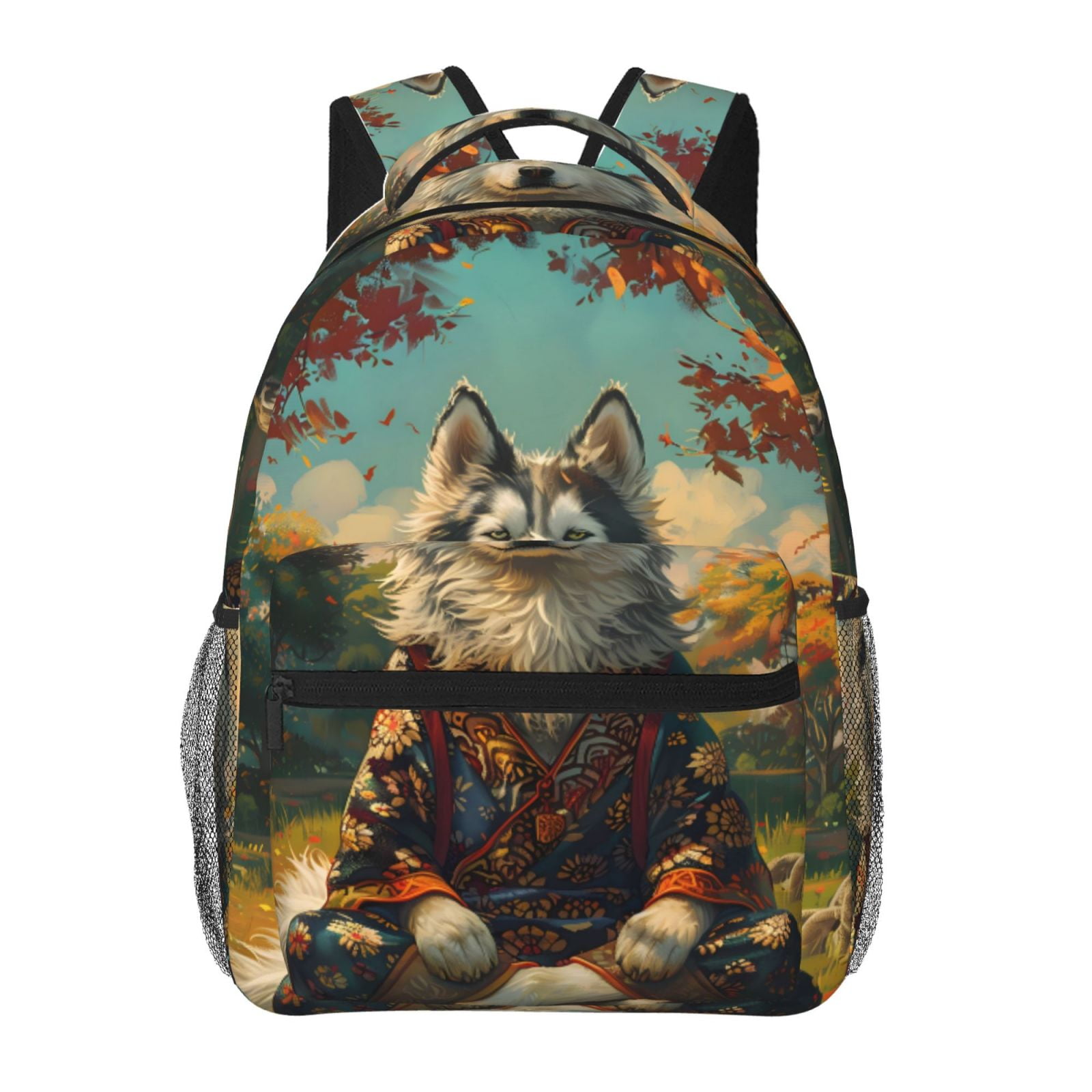 Fotbe Forest Maple Leaf Husky Pattern Casual Backpack for School ...