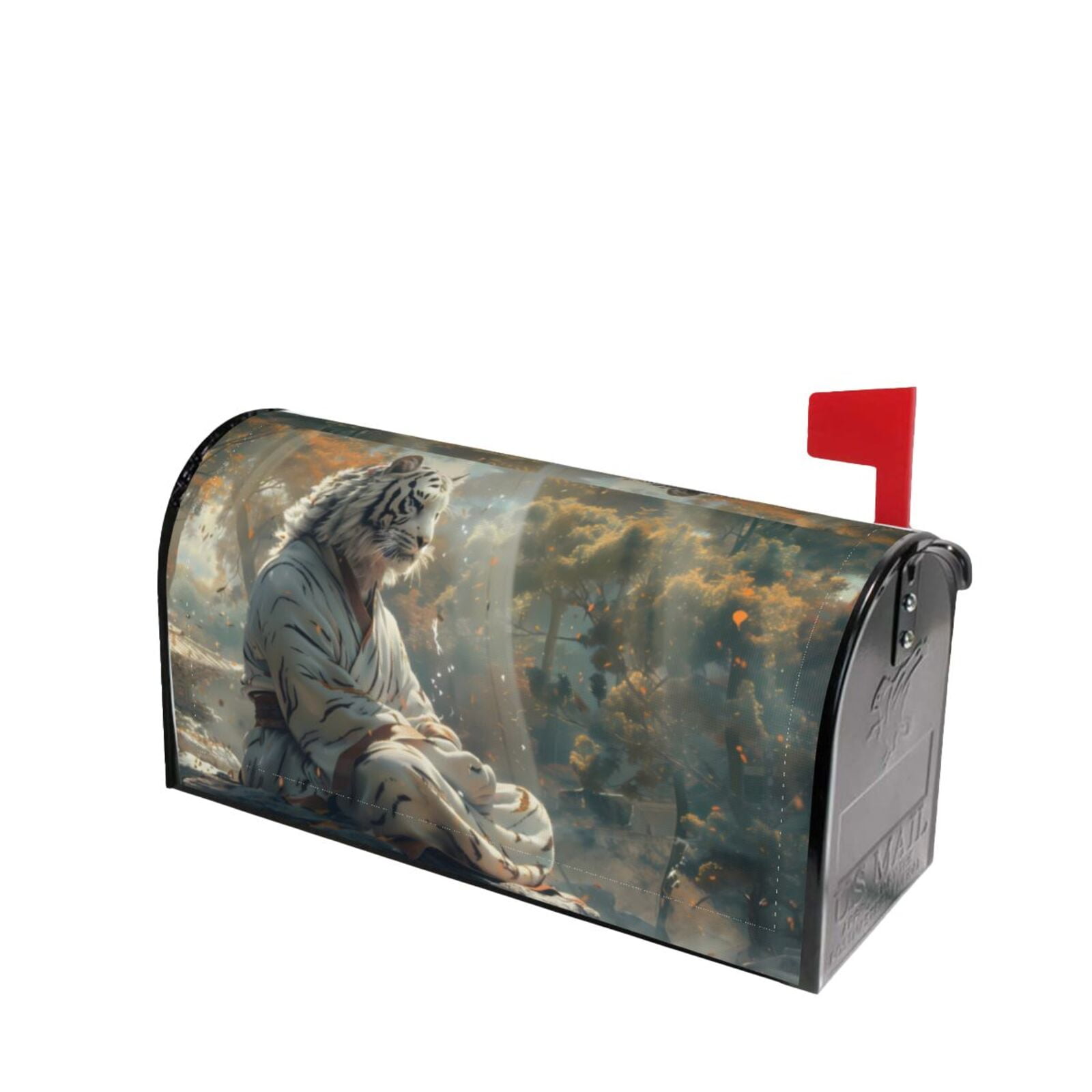 Fotbe Forest Meditating White Tiger Mailbox Covers Post Letter Box ...