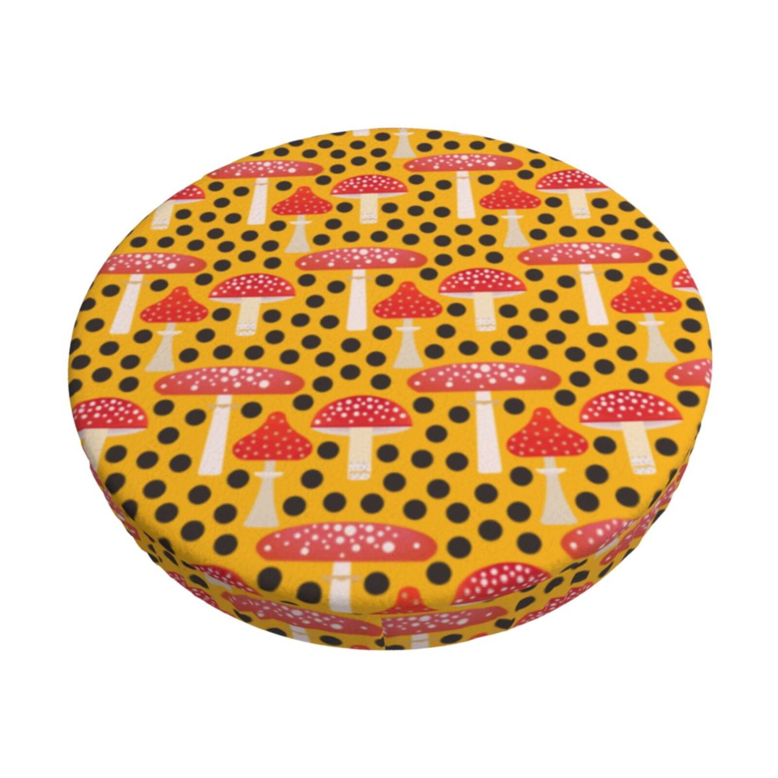 Fotbe Forest Mushrooms Stool Covers Round,Waterproof Round Bar Stool ...