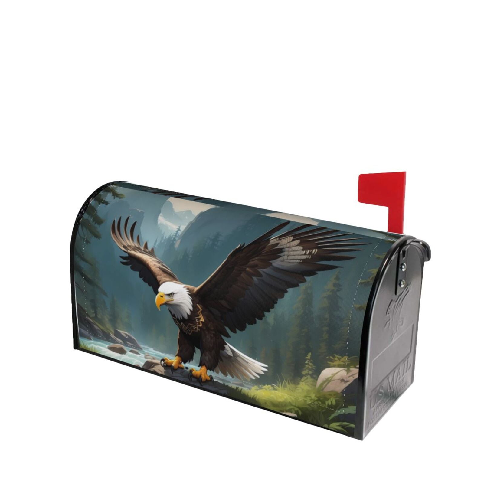 Fotbe Forest River Bald Eagle Mailbox Covers Post Letter Box Cover ...