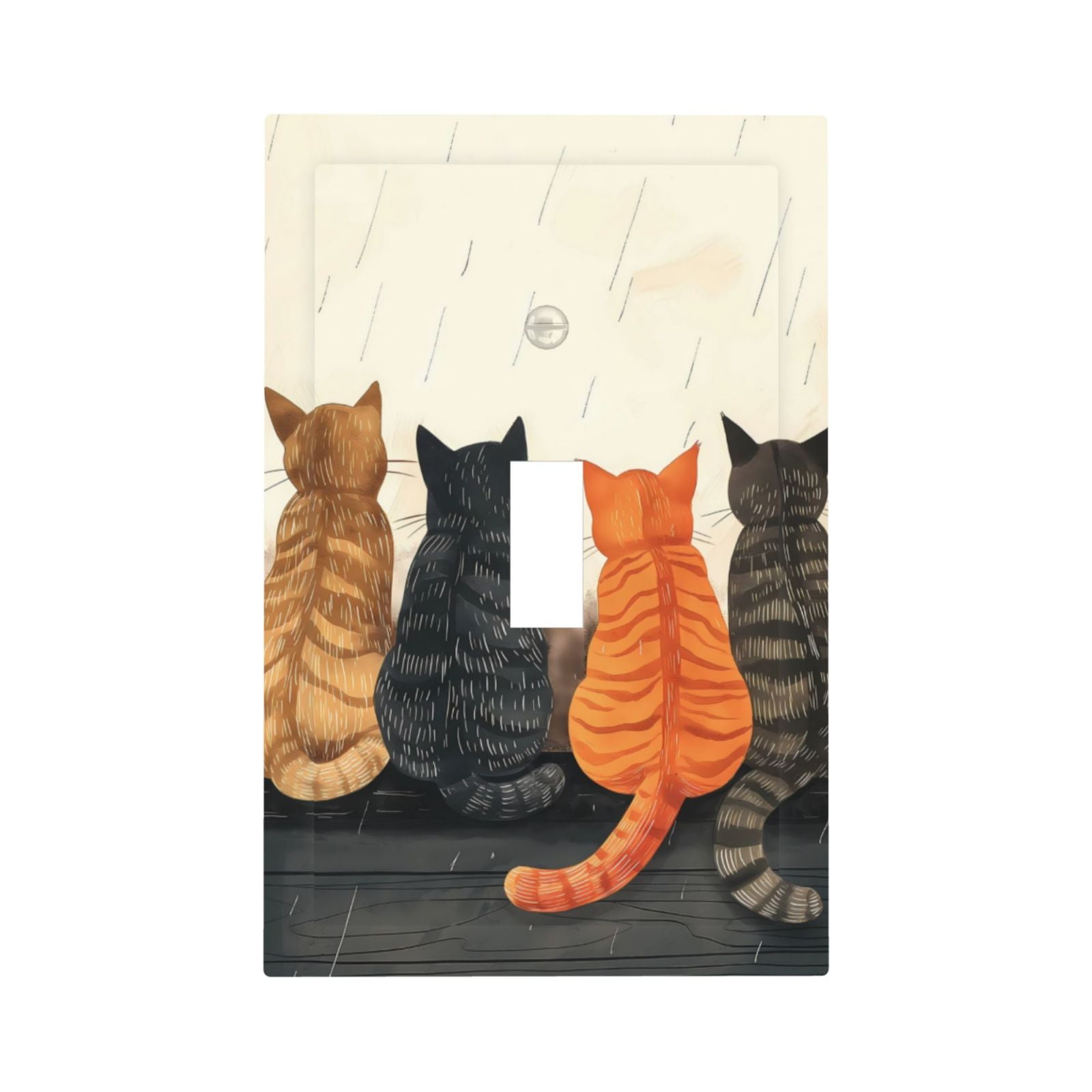 Fotbe Four Cats Watching Rain Print Duplex Receptacle Wall Plate, 1 ...
