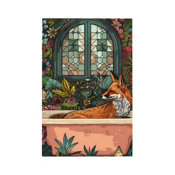 Fotbe Fox Bathtub Floral Art Print Duplex Receptacle Wall Plate, 1-Gang ...