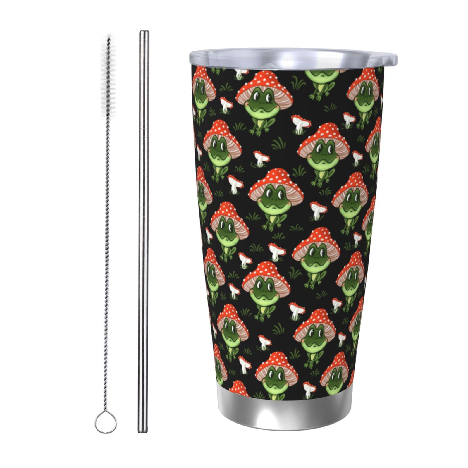 Fotbe Frogs In Mushroom Hats Pattern 20 oz Tumbler Stainless Steel Vacuum Insulated Coffee Ice ...