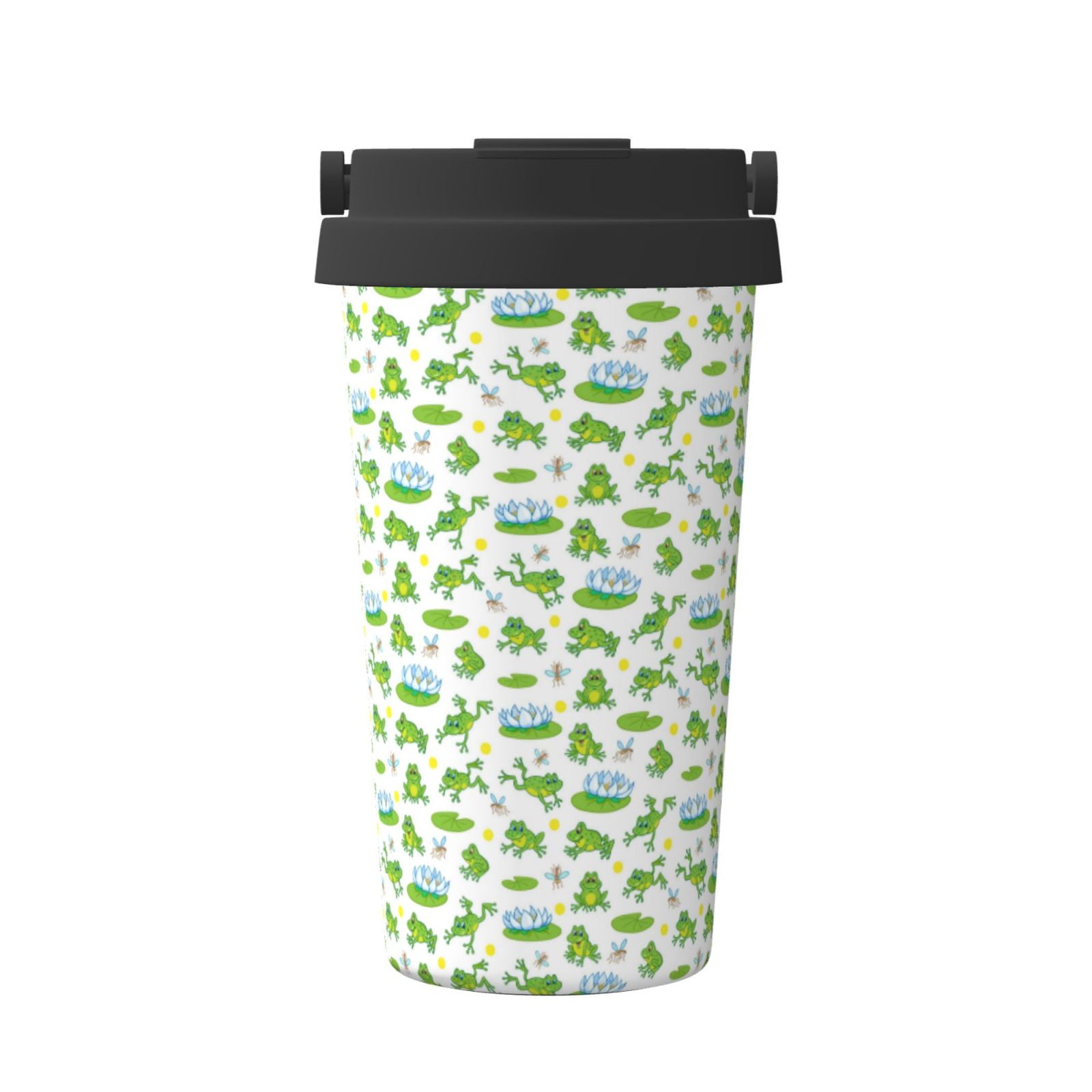 Fotbe Frogs Jumping Printed Insulated Travel Coffee Mug Spill Proof ...