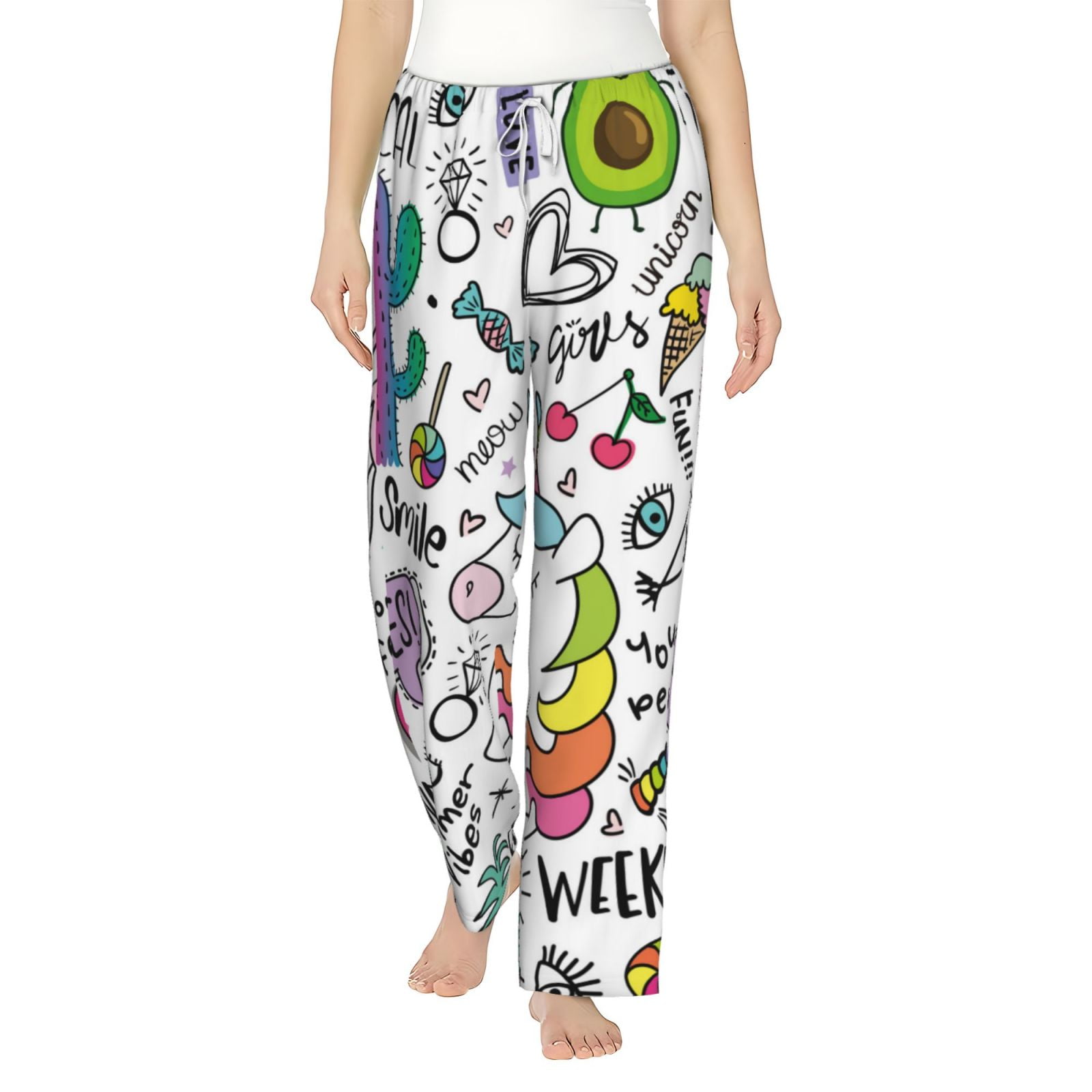 Fotbe Fun Animal with Unicorn Women's Pajama Pants,Sleepwear Pants,Pj ...