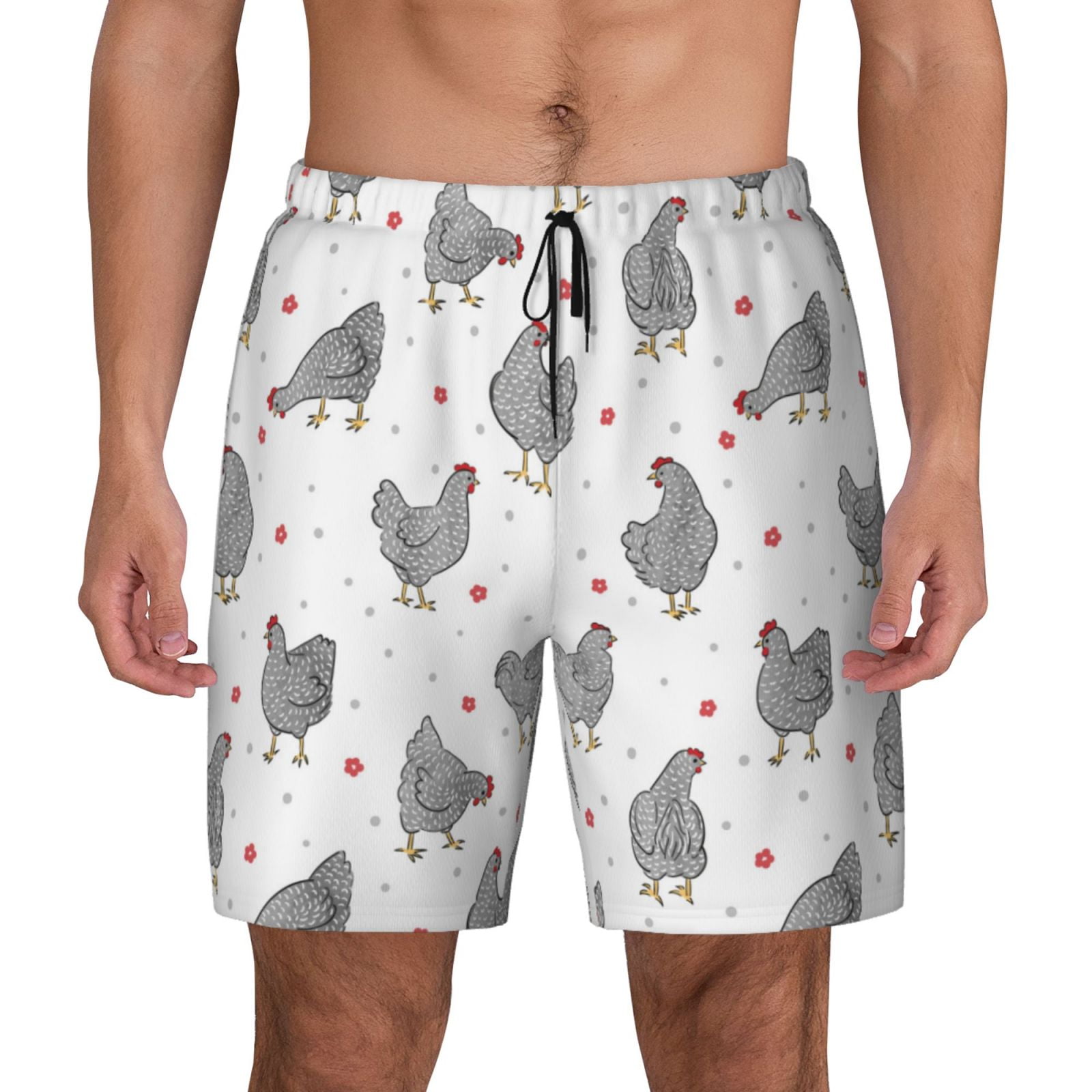 Fotbe Funny Chicken Men’s Swim Trunks Quick Dry Swim Shorts Board ...