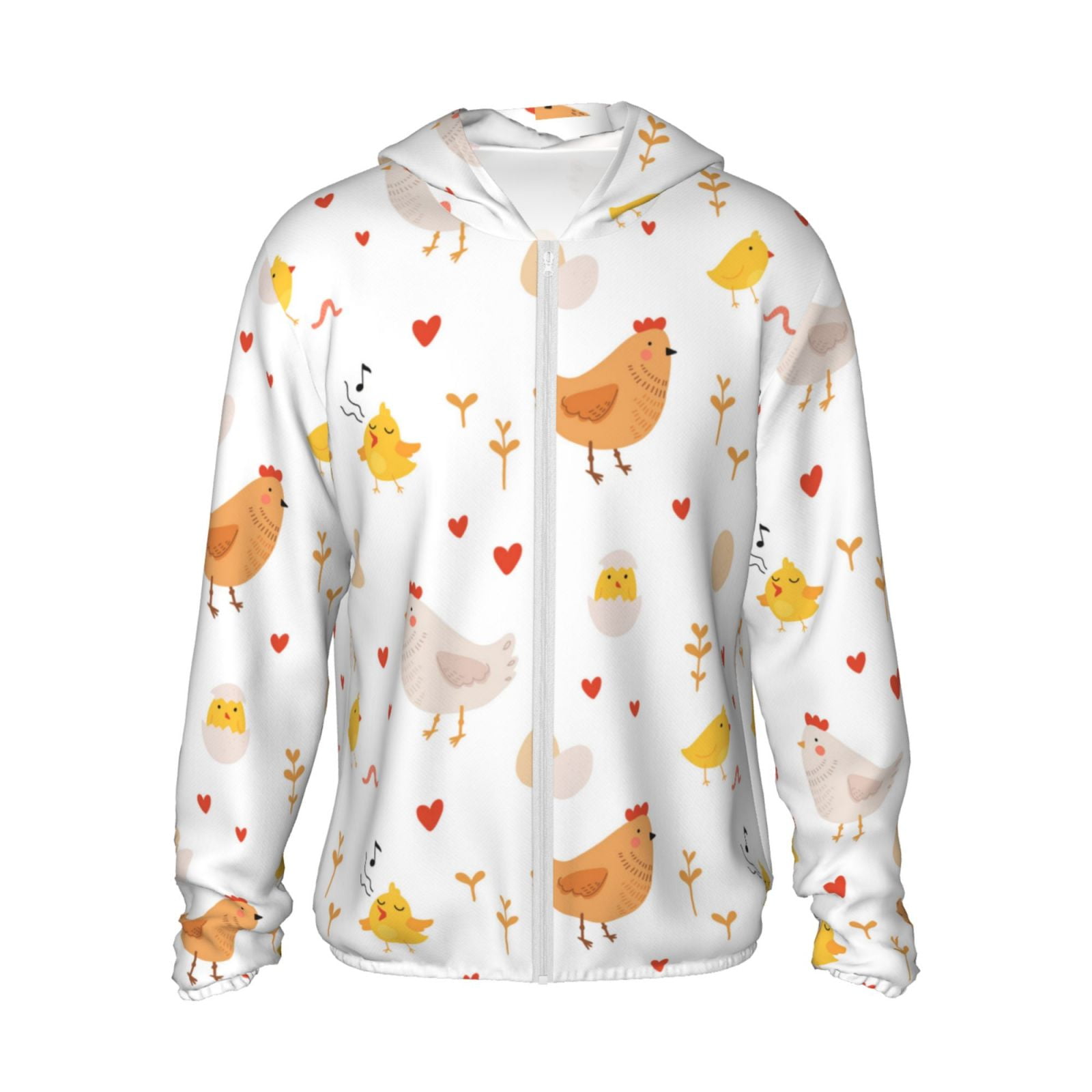 Fotbe Funny Chicken Men's Women's UPF 50+ Sun Protection Jacket Hooded Cooling Shirt with ...