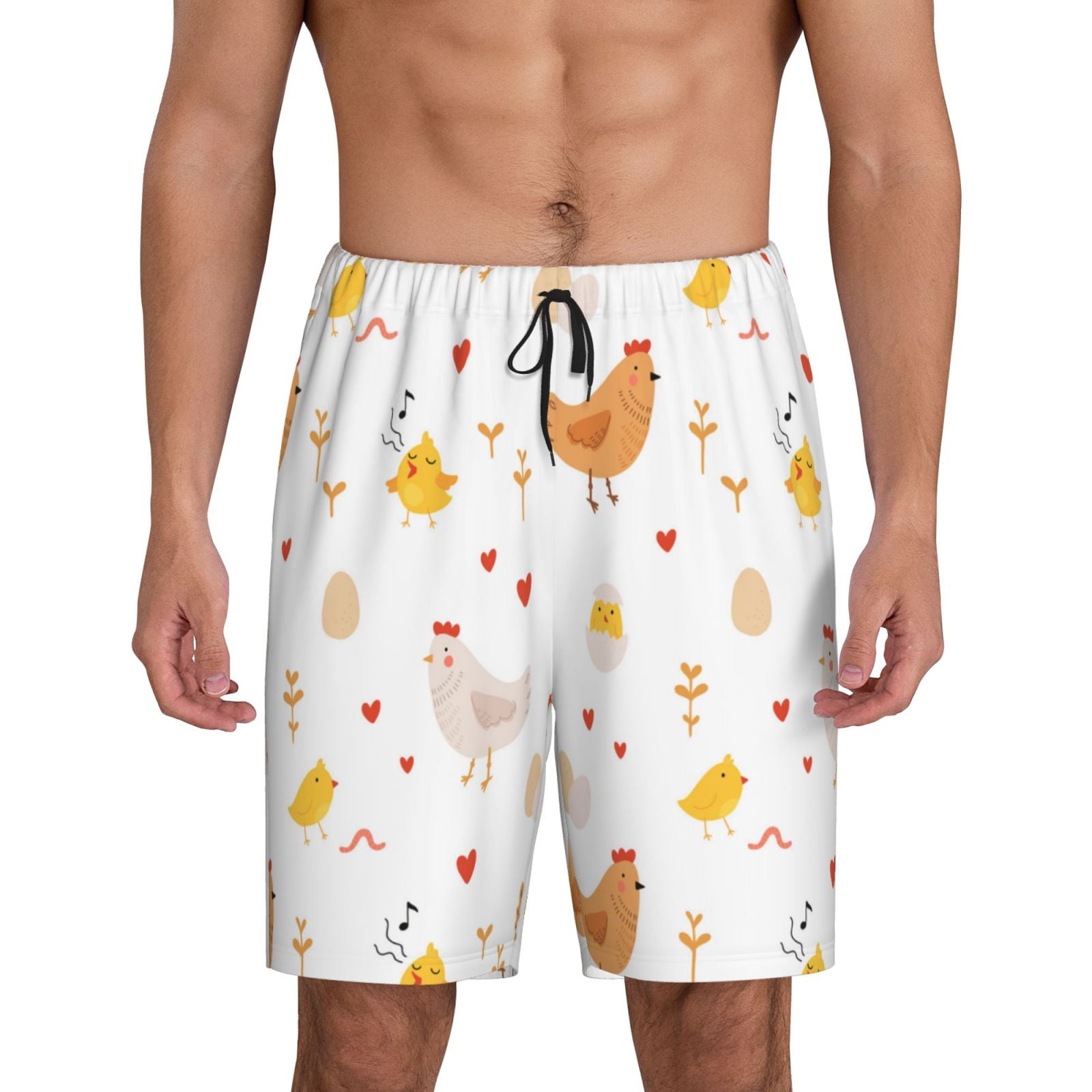Fotbe Funny Chicken Pajama Shorts for Men, Men's Pajama Bottoms ...