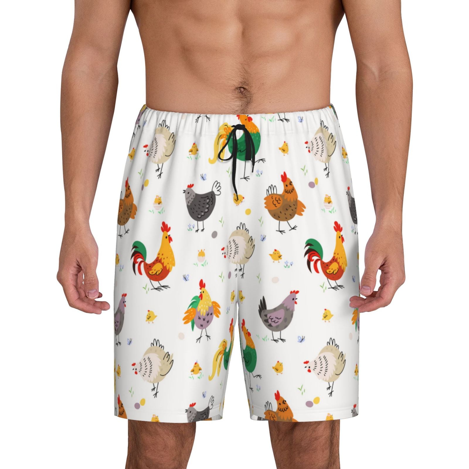 Fotbe Funny Chicken Pajama Shorts for Men, Men's Pajama Bottoms ...