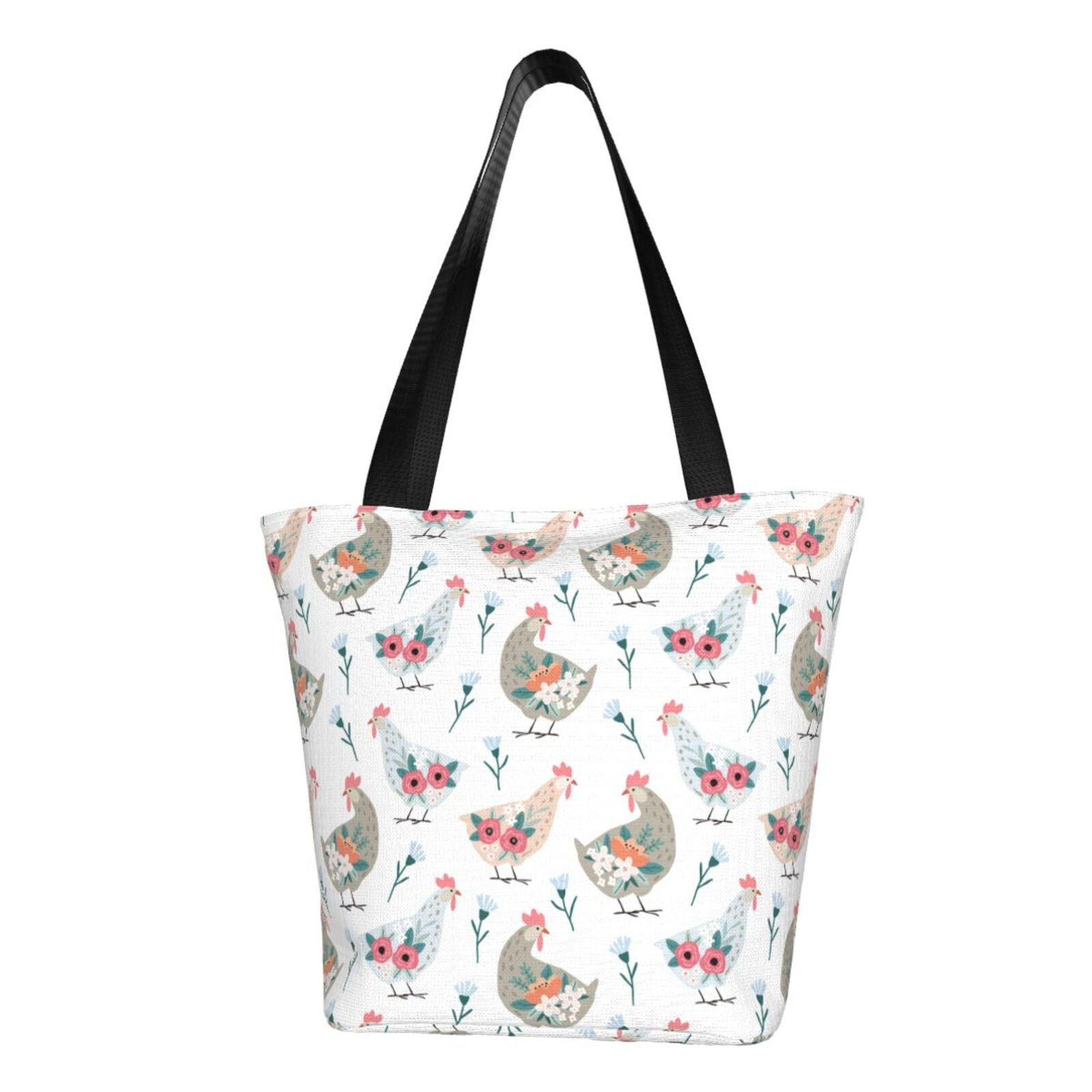 Fotbe Funny Chicken Pattern Beach Tote,Shoulder Handbag,Spacious Tote ...