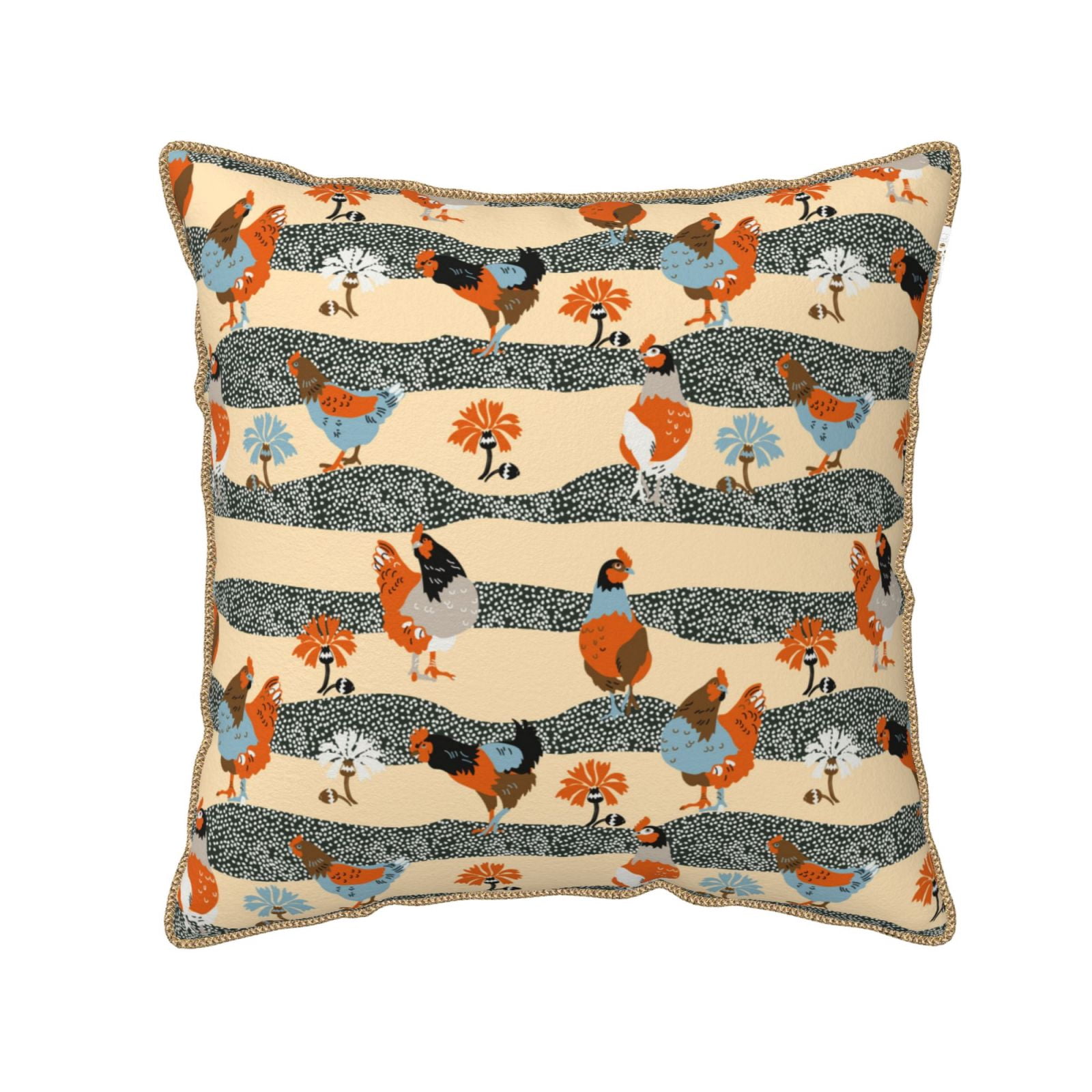 Fotbe Funny Chicken Pattern Velvet Decorative Throw Pillow Covers with ...