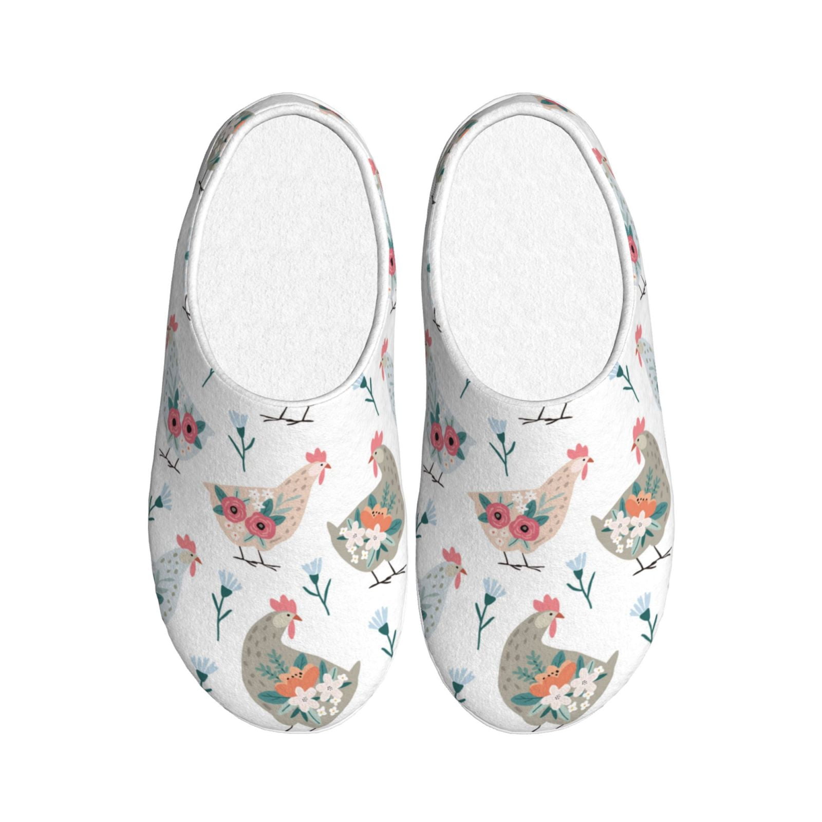 Fotbe Funny Chicken Pattern Women's Fuzzy Curly Fur Memory Foam Loafer ...