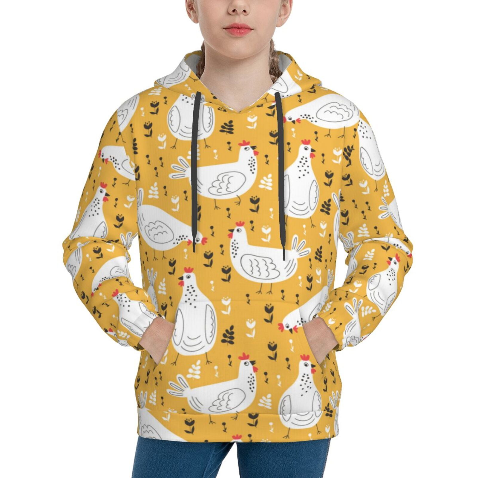 Fotbe Funny Chicken Pattern Youth Pullover Hooded Sweatshirt, Boys ...