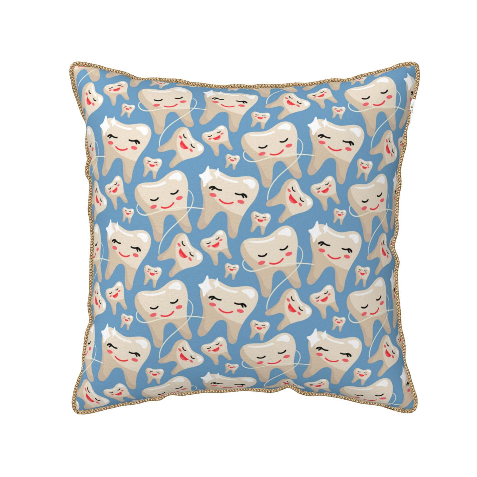 Fotbe Funny Cute Healthy Teeth Pattern Velvet Decorative Throw Pillow ...