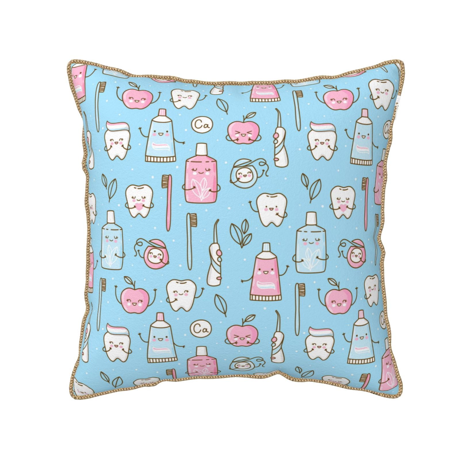 Fotbe Funny Cute Teeth Pattern Velvet Decorative Throw Pillow Covers ...