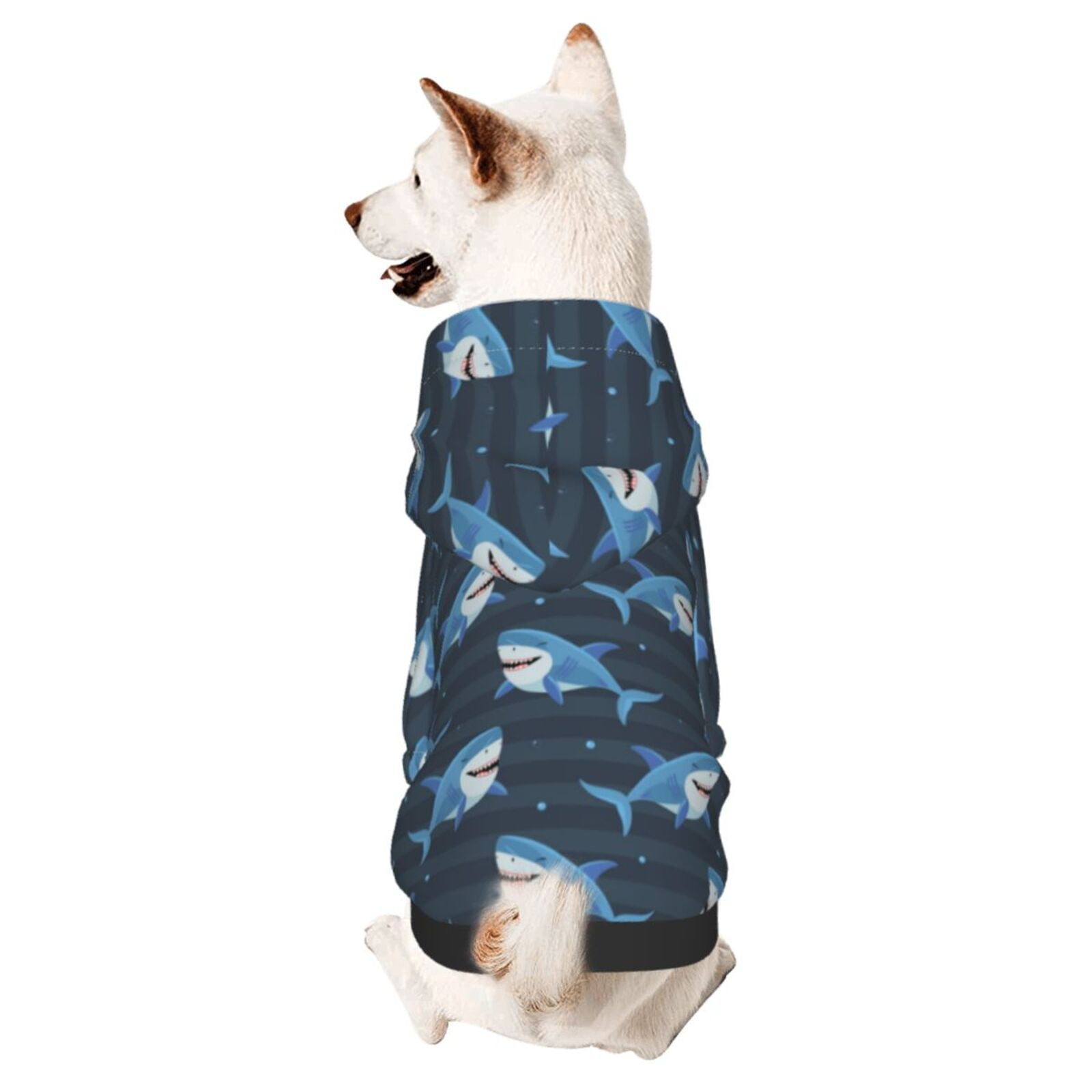 Fotbe Funny Sharks Print Small Dog Sweater Hoodies Pet Grey Hooded Soft ...