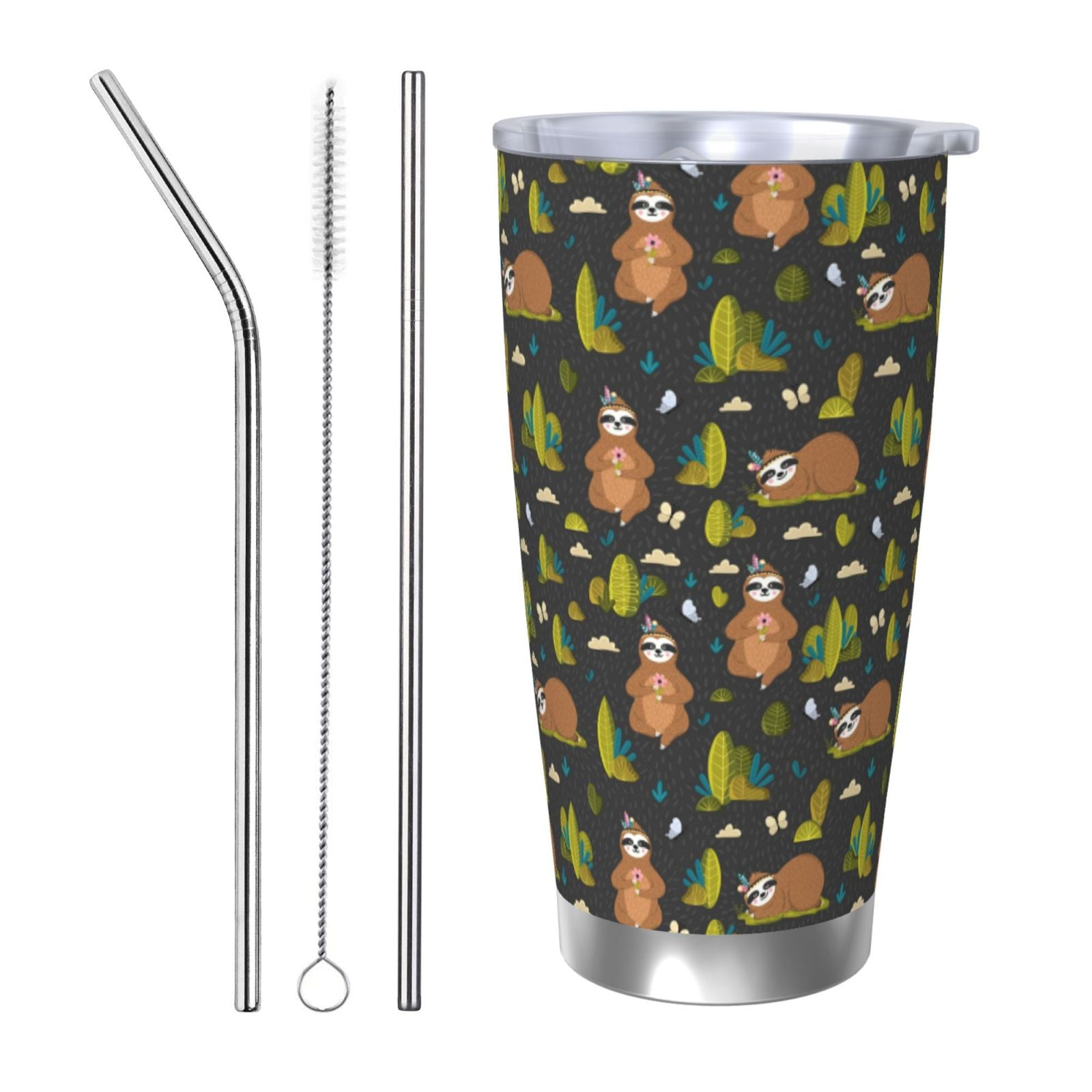 Fotbe Funny Sloths In The Forest Pattern 20 oz Tumbler Stainless Steel Vacuum Insulated Coffee ...