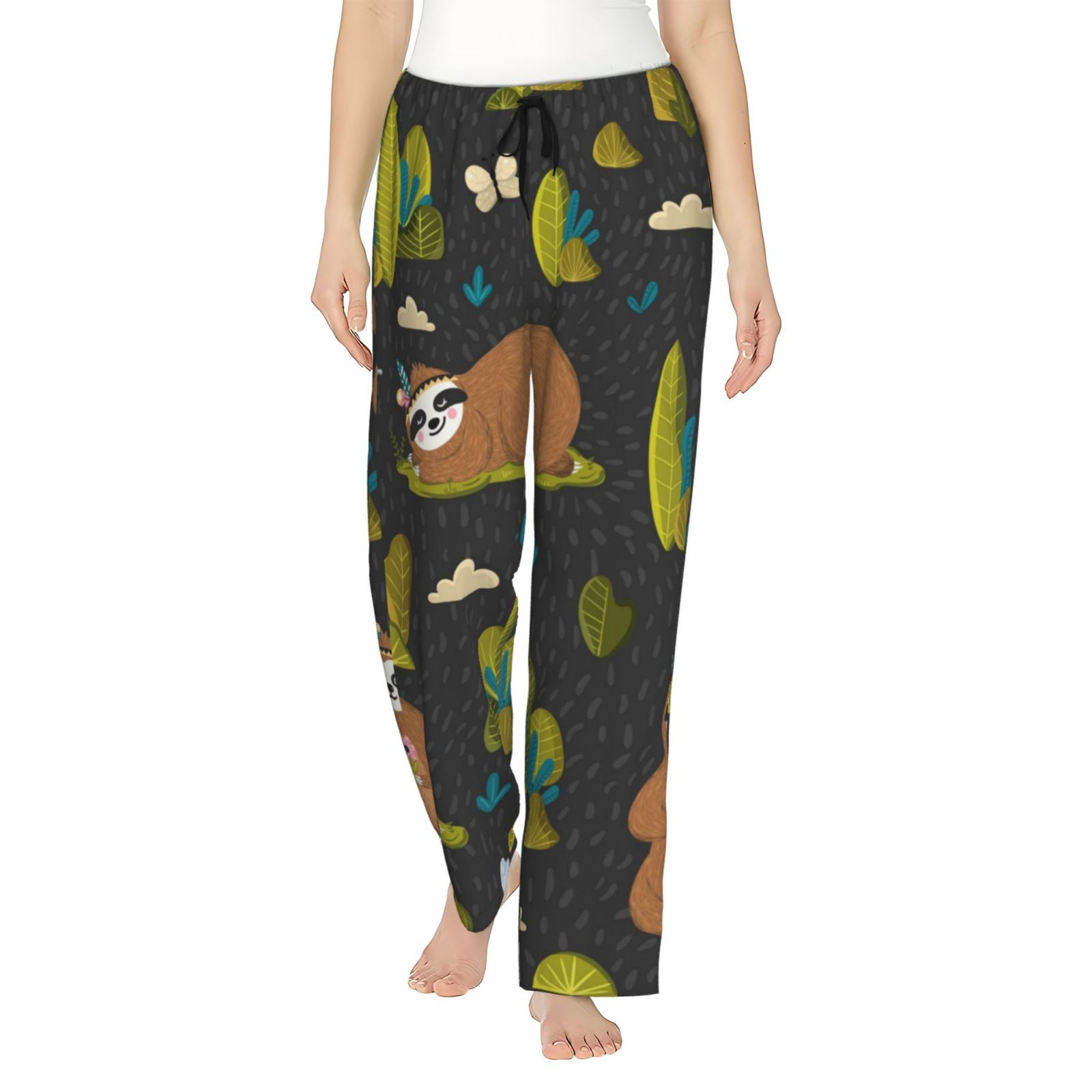 Fotbe Funny Sloths In The Forest Women's Pajama Pants,Sleepwear Pants ...