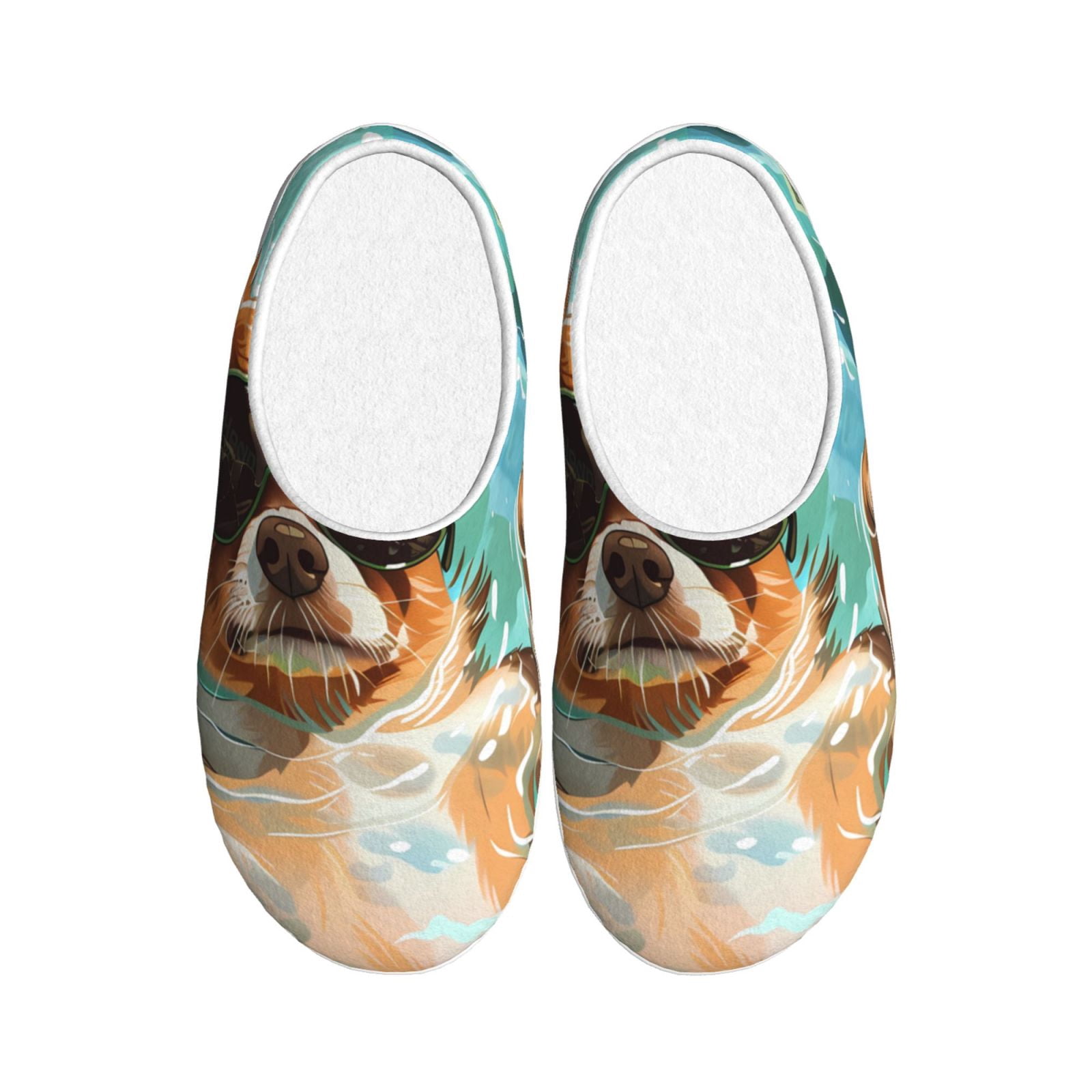 Fotbe Funny Swimming Chihuahua Pattern Women's Fuzzy Curly Fur Memory ...