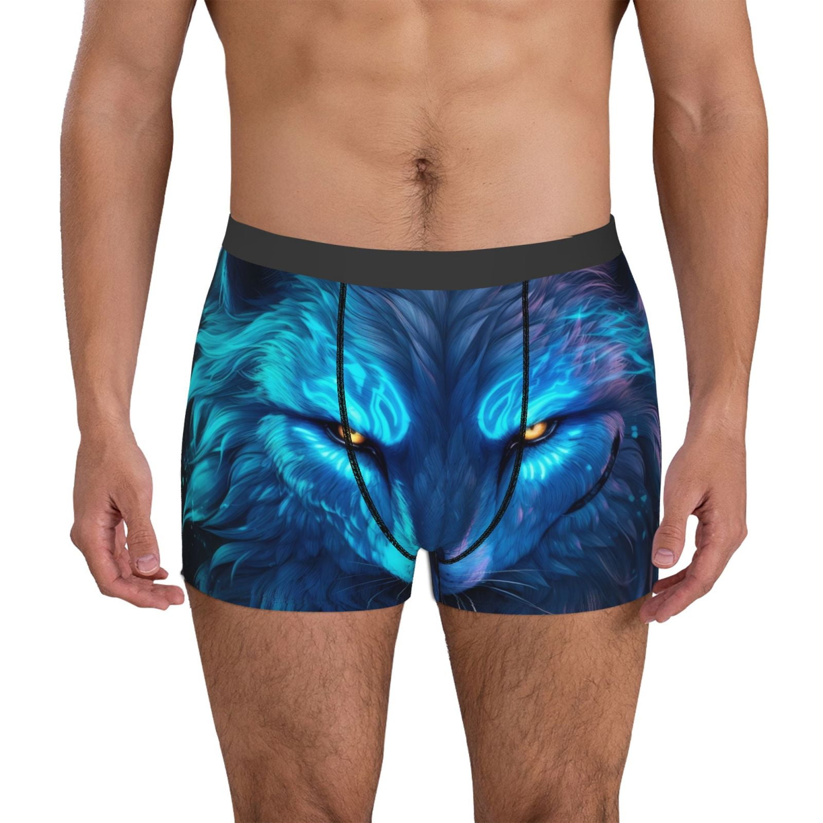 Fotbe Futuristic Blue Light Wolf Men’s Total Support Pouch Boxer Briefs ...