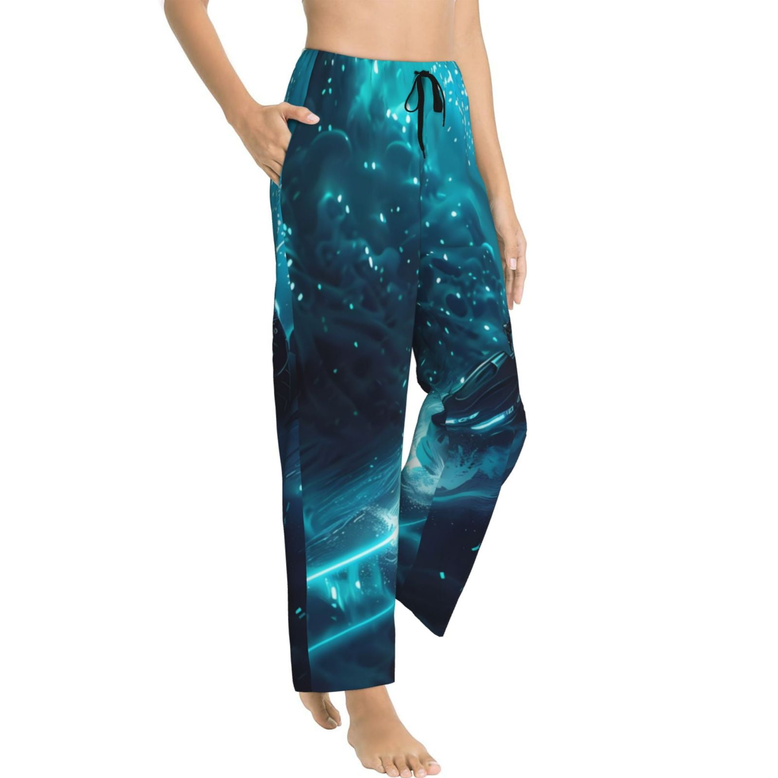Fotbe Futuristic Jet Ski Adventure Women's Pajama Pants,Sleepwear Pants ...