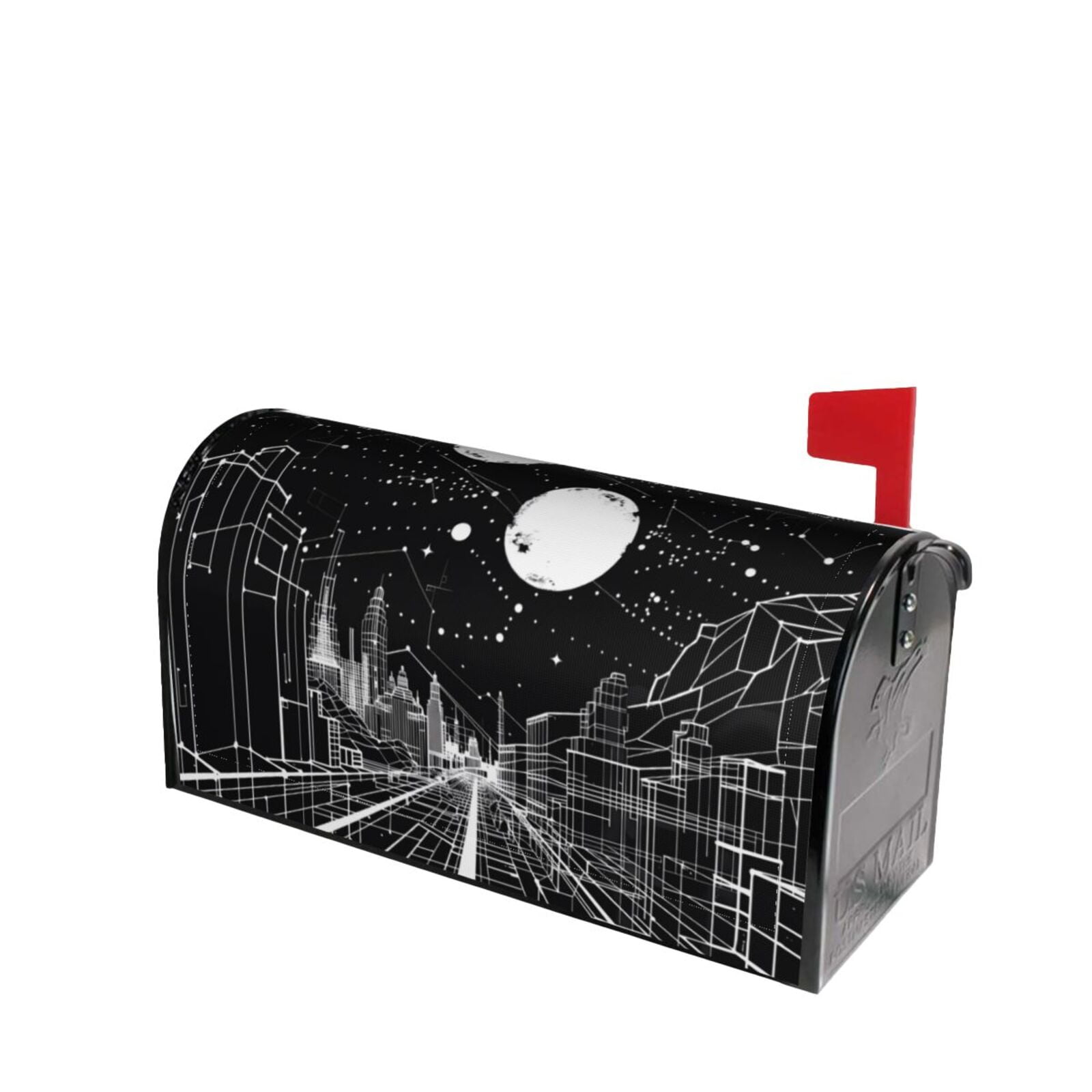 Fotbe Futuristic Moonlit Cityscape Mailbox Covers Post Letter Box Cover ...
