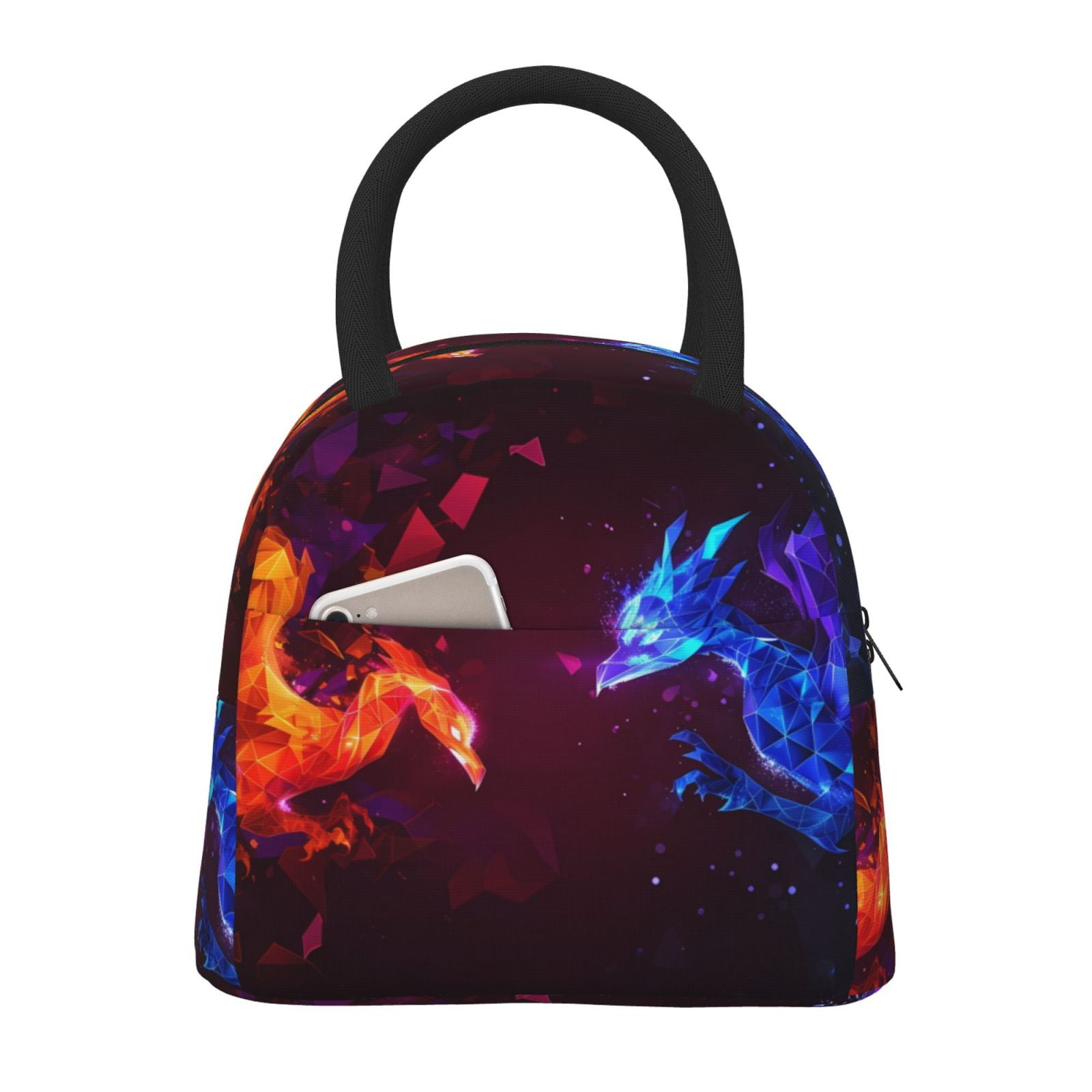 Fotbe Futuristic Red And Blue Bird Pattern Lunch Bag, Insulated Lunch ...