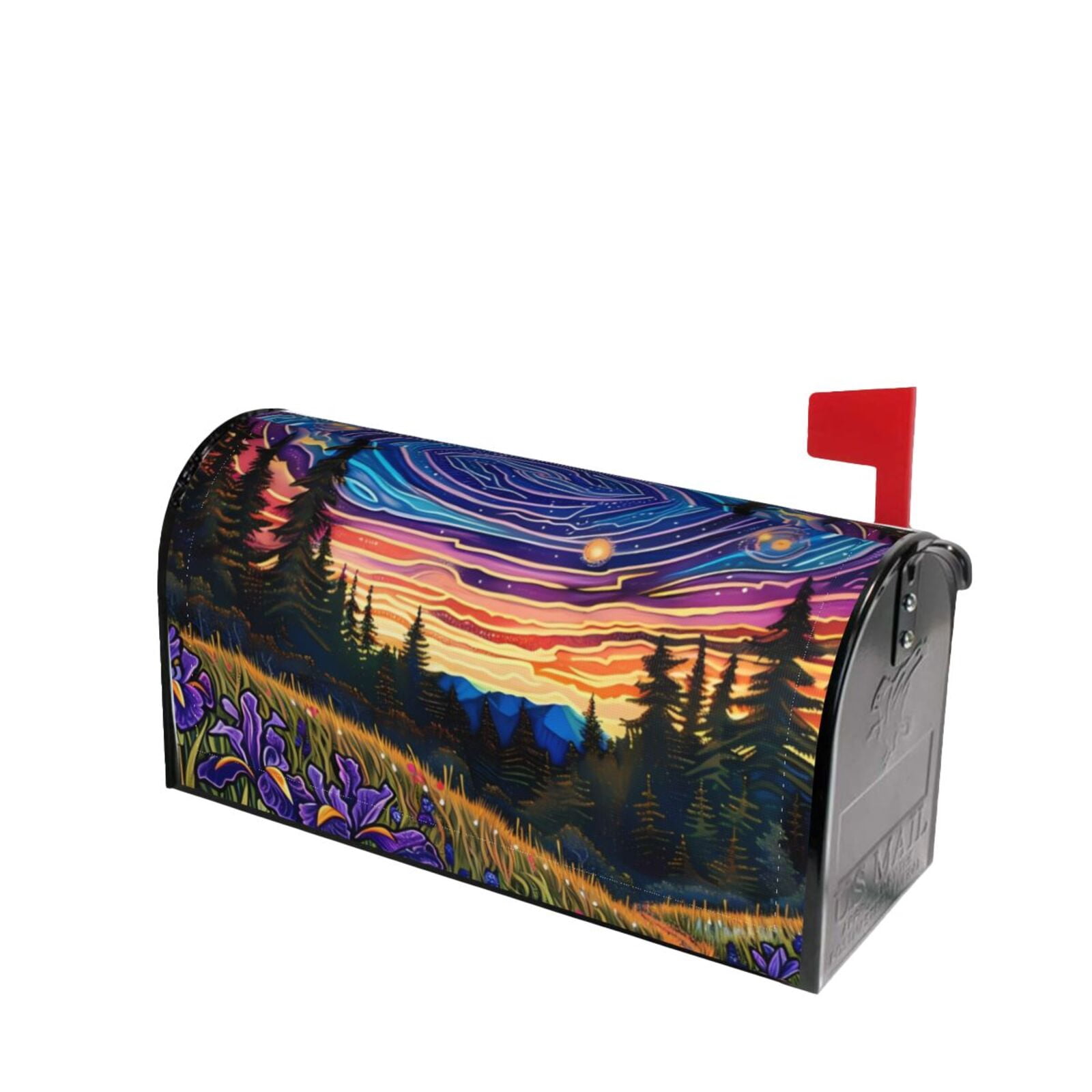 Fotbe Galactic Night Over Meadow Mailbox Covers Post Letter Box Cover ...