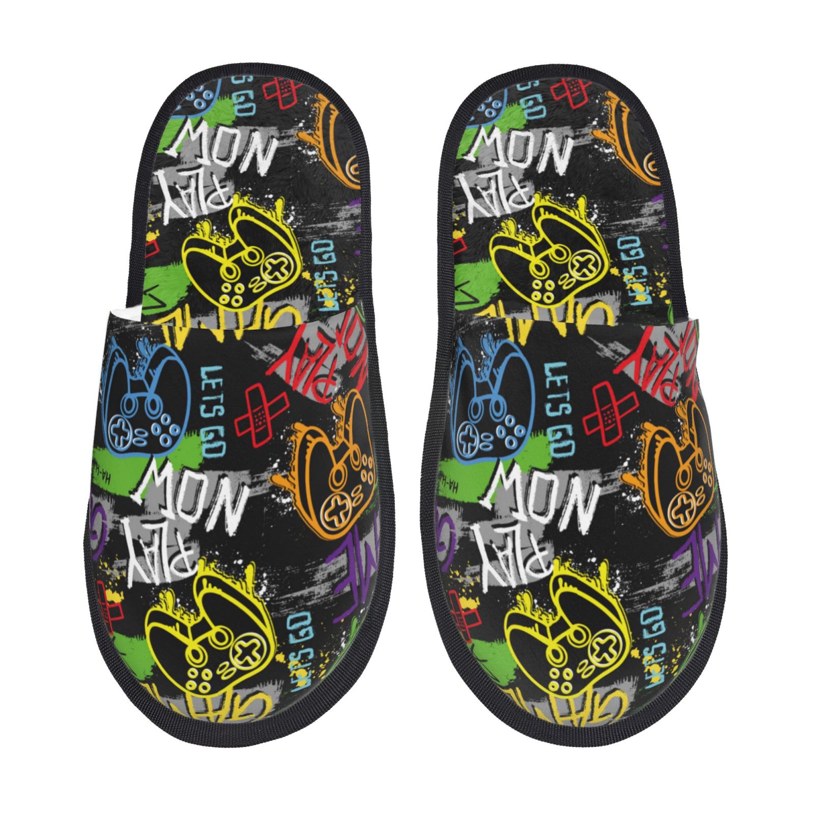 Fotbe Game Joysticks Pattern Women's Fuzzy Slippers Plush Slippers ...