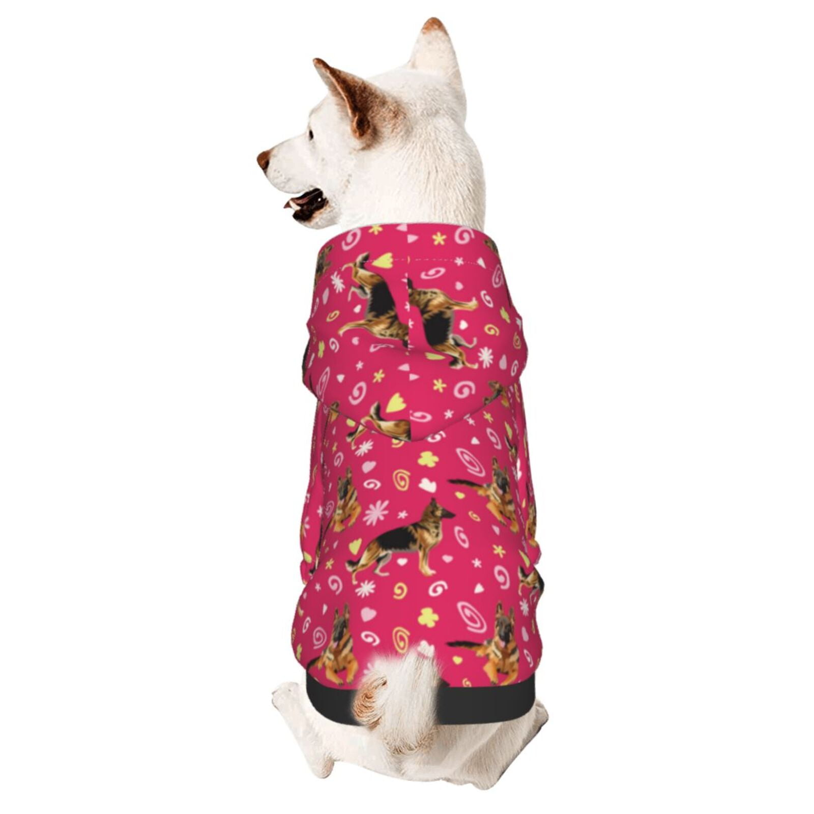 Fotbe German Shepherd Dog Print Small Dog Sweater Hoodies Pet Grey ...