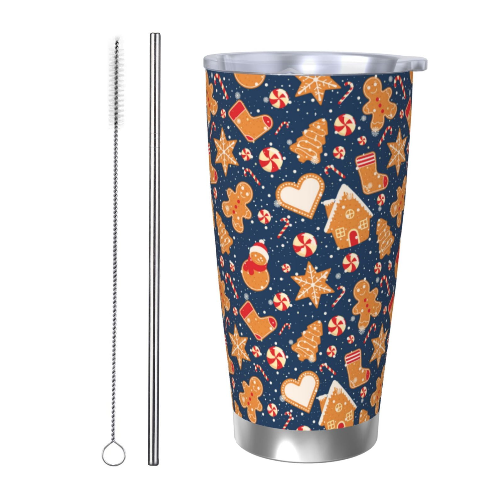 Fotbe Gingerbread Delights Pattern 20 oz Tumbler Stainless Steel Vacuum ...