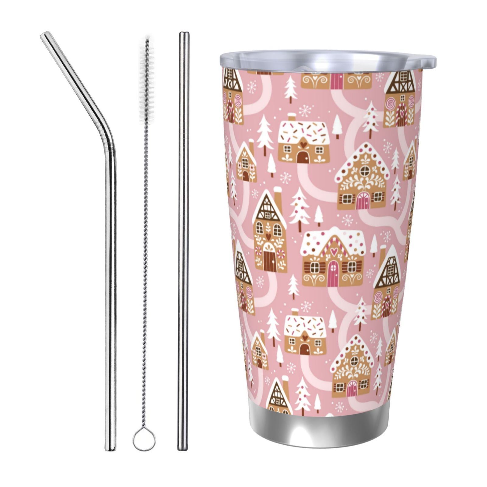 Fotbe Gingerbread Houses Pink Wonderland Pattern 20 oz Tumbler ...